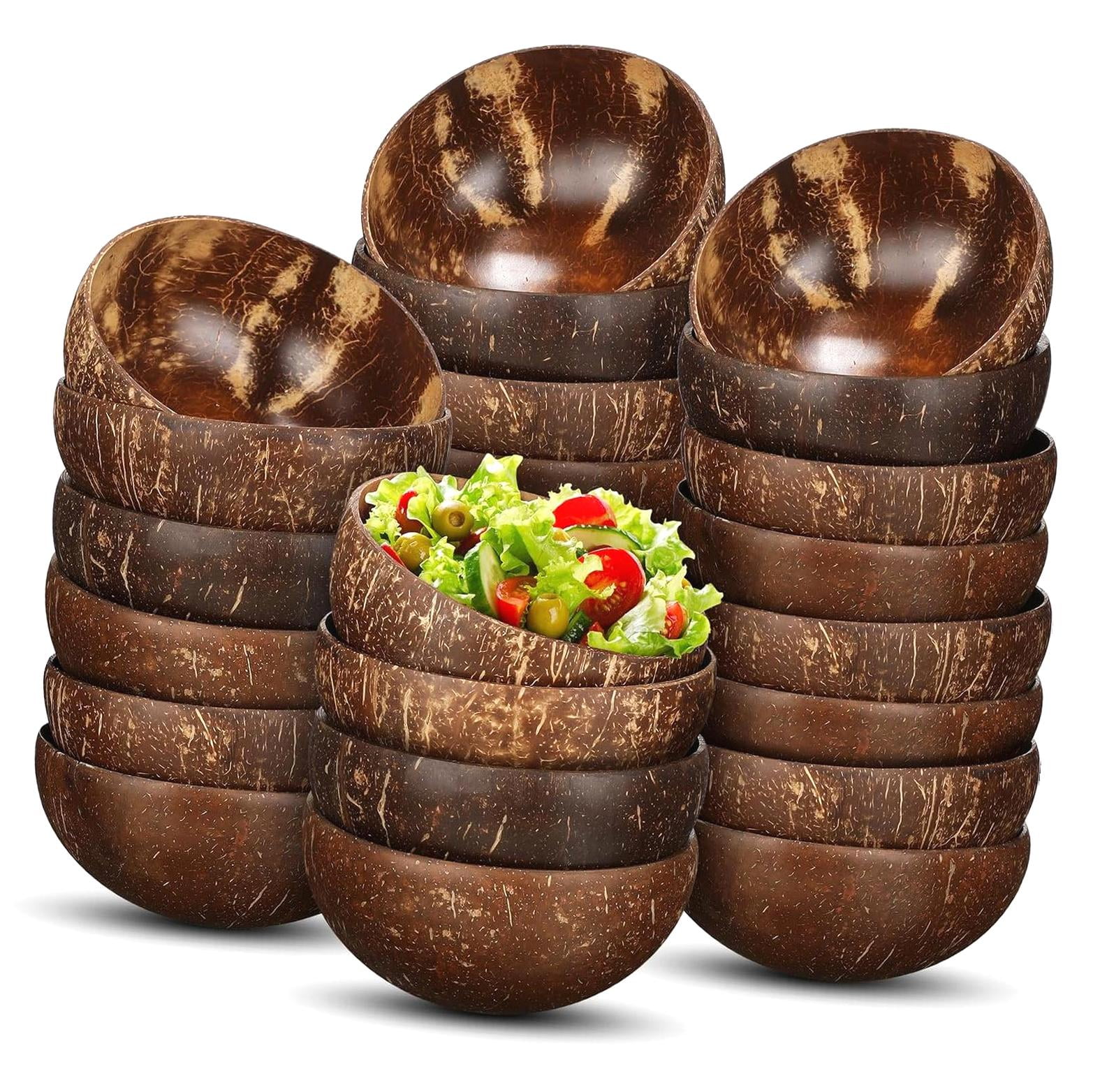 BESTKITTY 12 Pcs Coconut Shell Bowls Polished Wooden Bowls Natural for ...