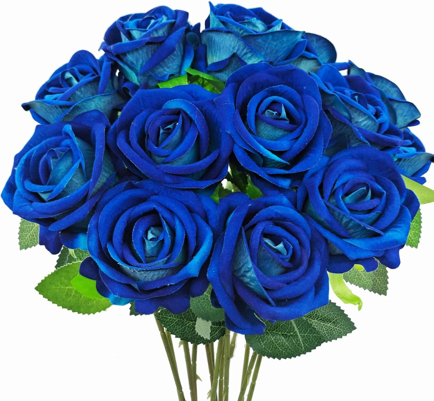 BESTKITTY 12 Pcs Velvet Rose Arti with Long Stems, Real Tou Fake Roses ...
