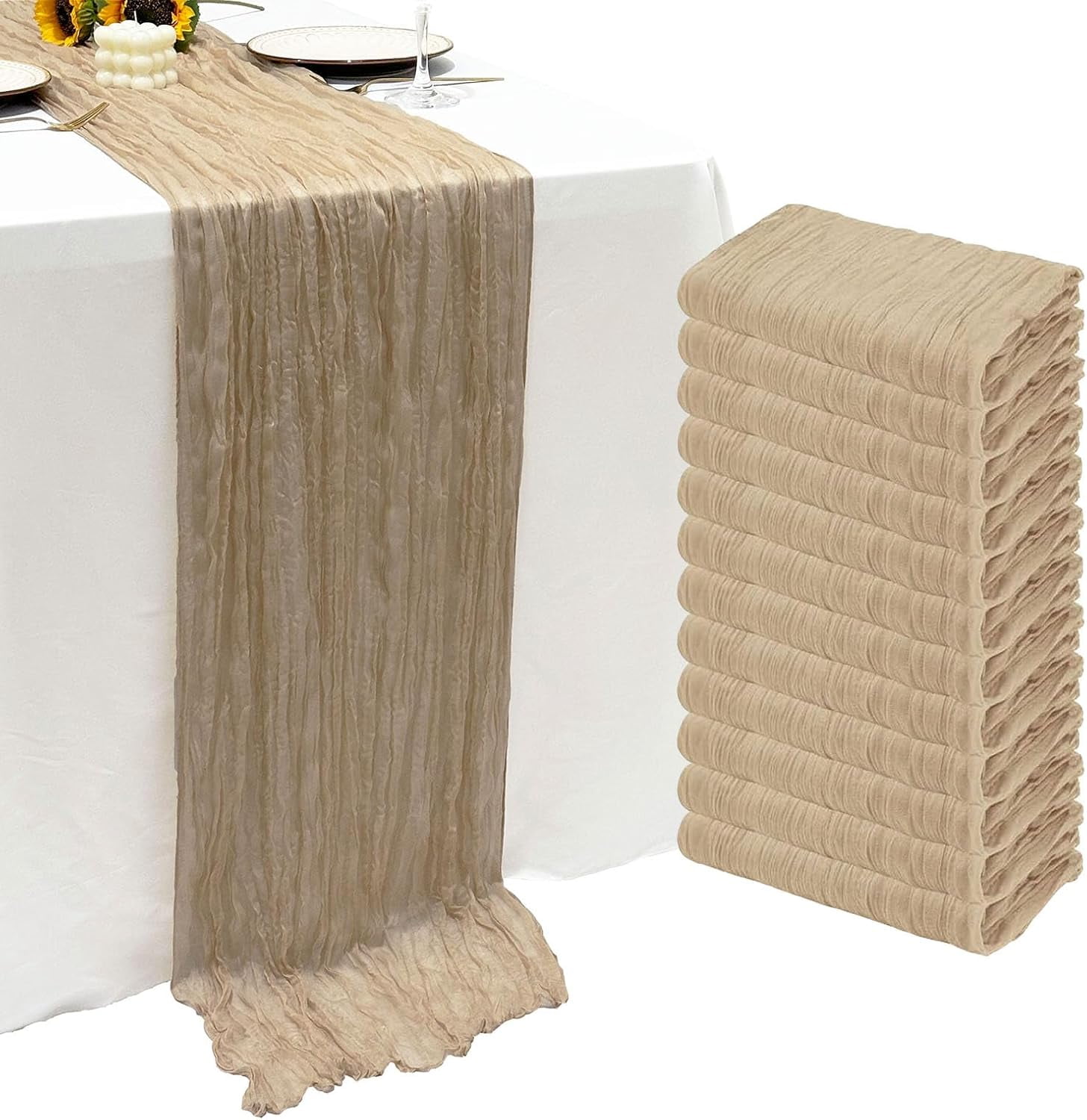 BESTKITTY 12Pa Beige Table Runner 10Ft eesecloth Table Runner Boho ...