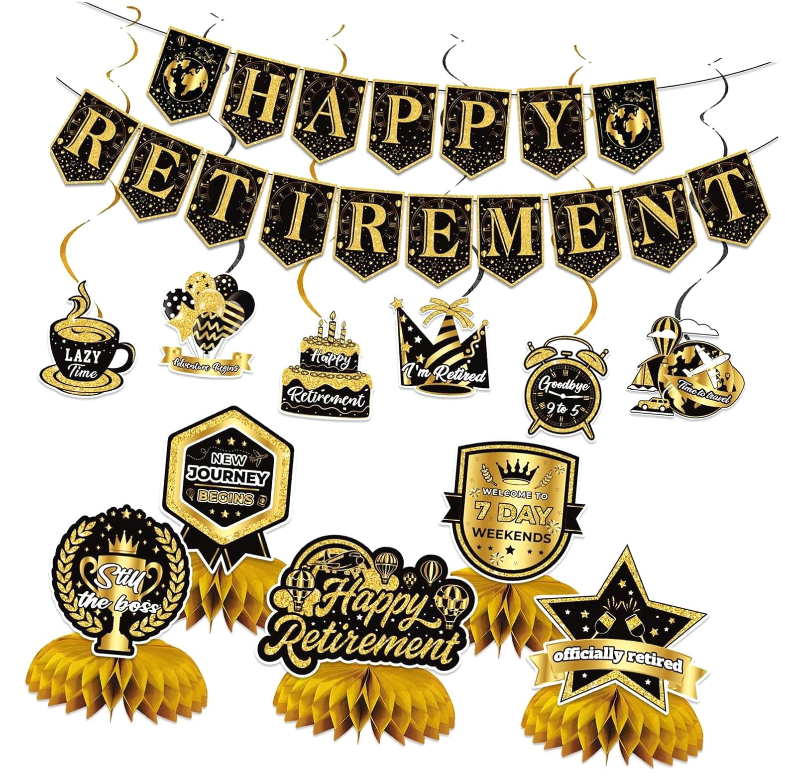 BESTKITTY 12Pcs Retirement Party Decorations for Men Women Blue Silver ...