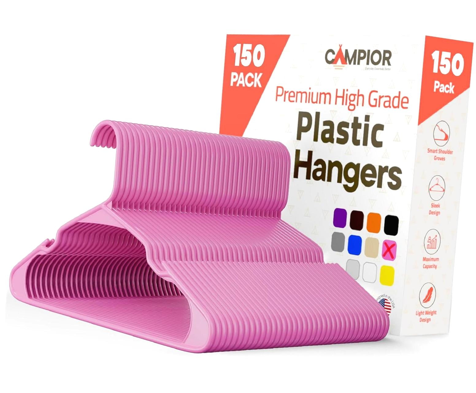 BESTKITTY 150-Pack Pink Heavy-Duty Plastic Hangers, Slim & Space ...