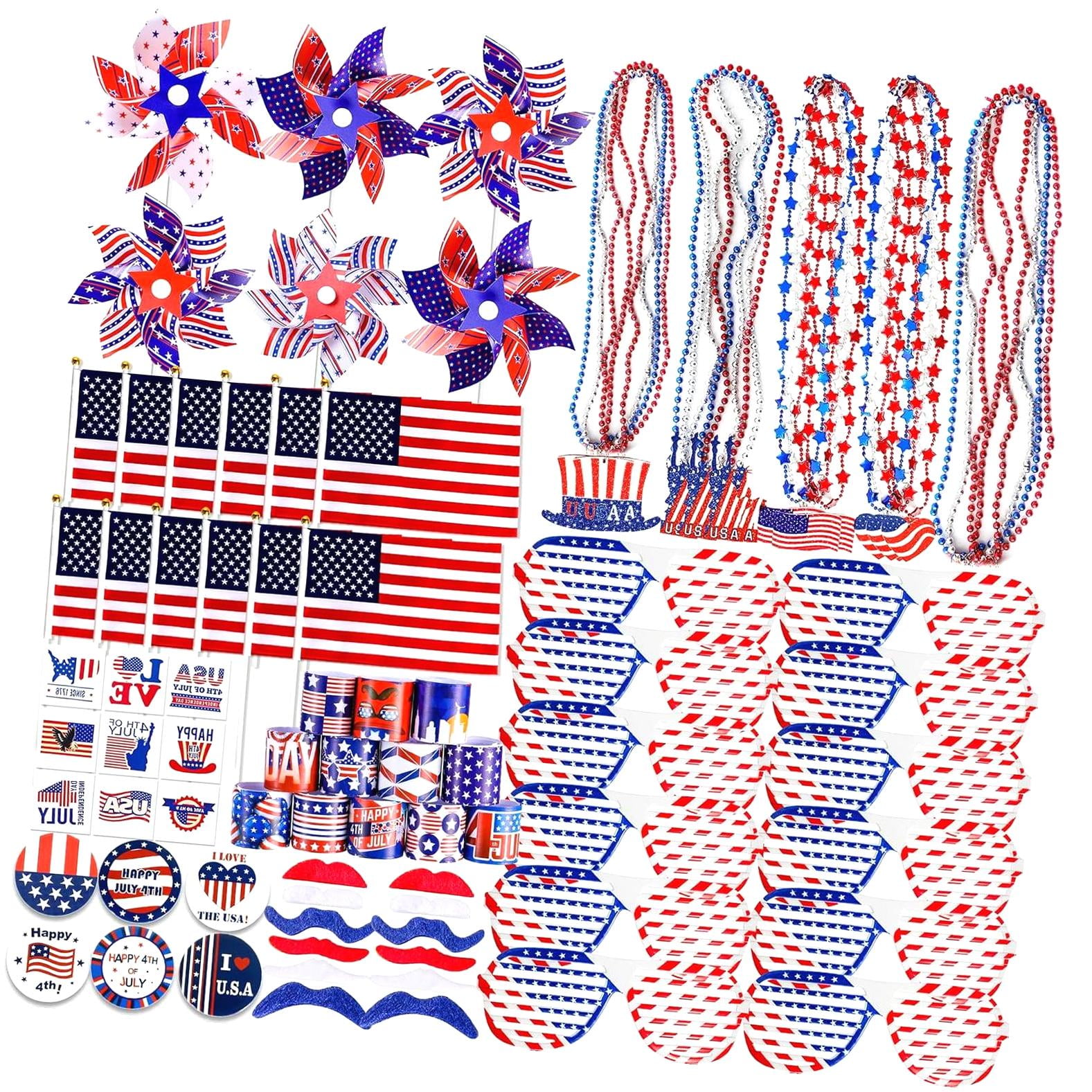BESTKITTY 156 PCS Patriotic 4th of July American Flags Eyewear Snap ...