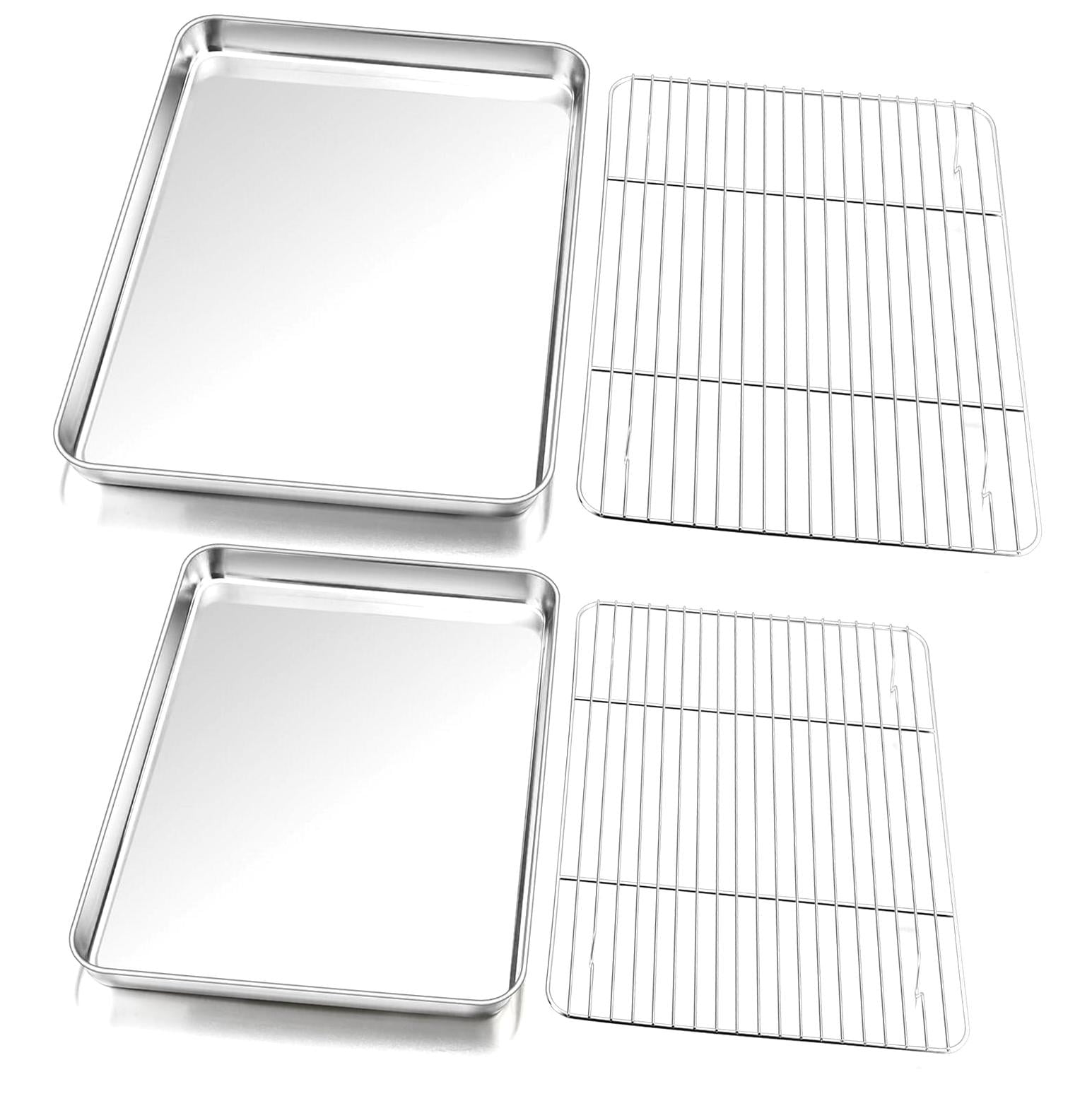 BESTKITTY 16 + 12.5 Inch Stainless Steel Baking Sheet with Rack Set (2 ...