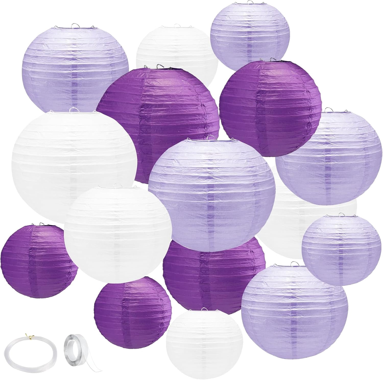 BESTKITTY 16Pcs White Per Lanterns,Round Hanging Per Laarty Decorations ...