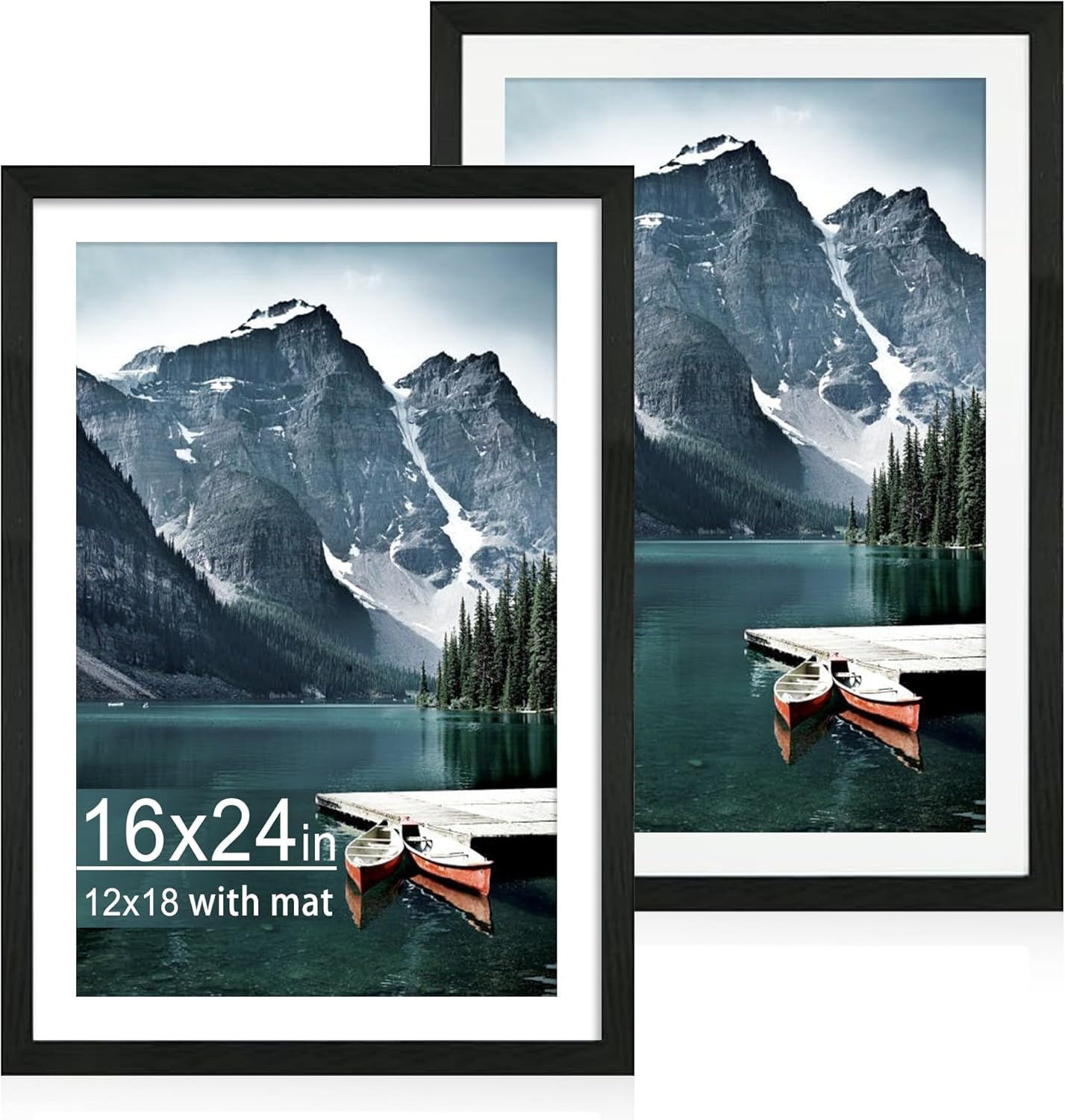 BESTKITTY 16x24 Pture F Set of 2 with Plexiglass, Bla Wood Fe Display ...