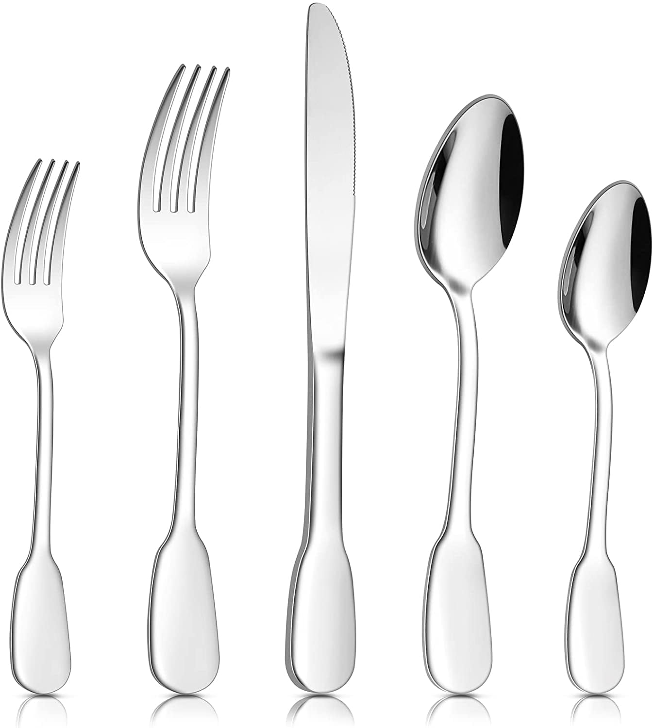 BESTKITTY 18/10 Silverware Set, 20-Piece Stainl Steel Flatware Cutlery ...
