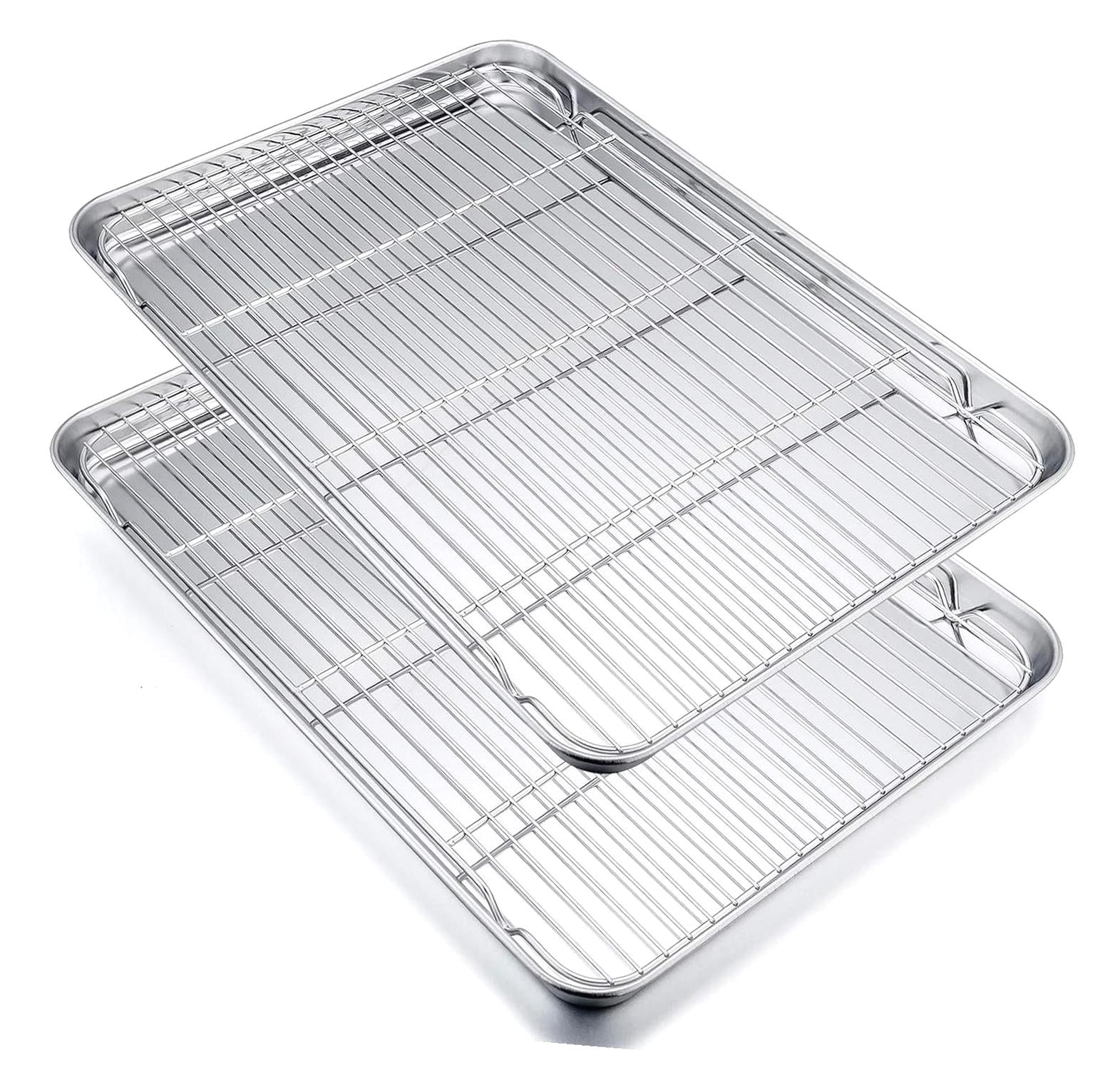 BESTKITTY 19.6 Inch Stainless Steel Baking Tray and Rack Combo (2 Trays ...