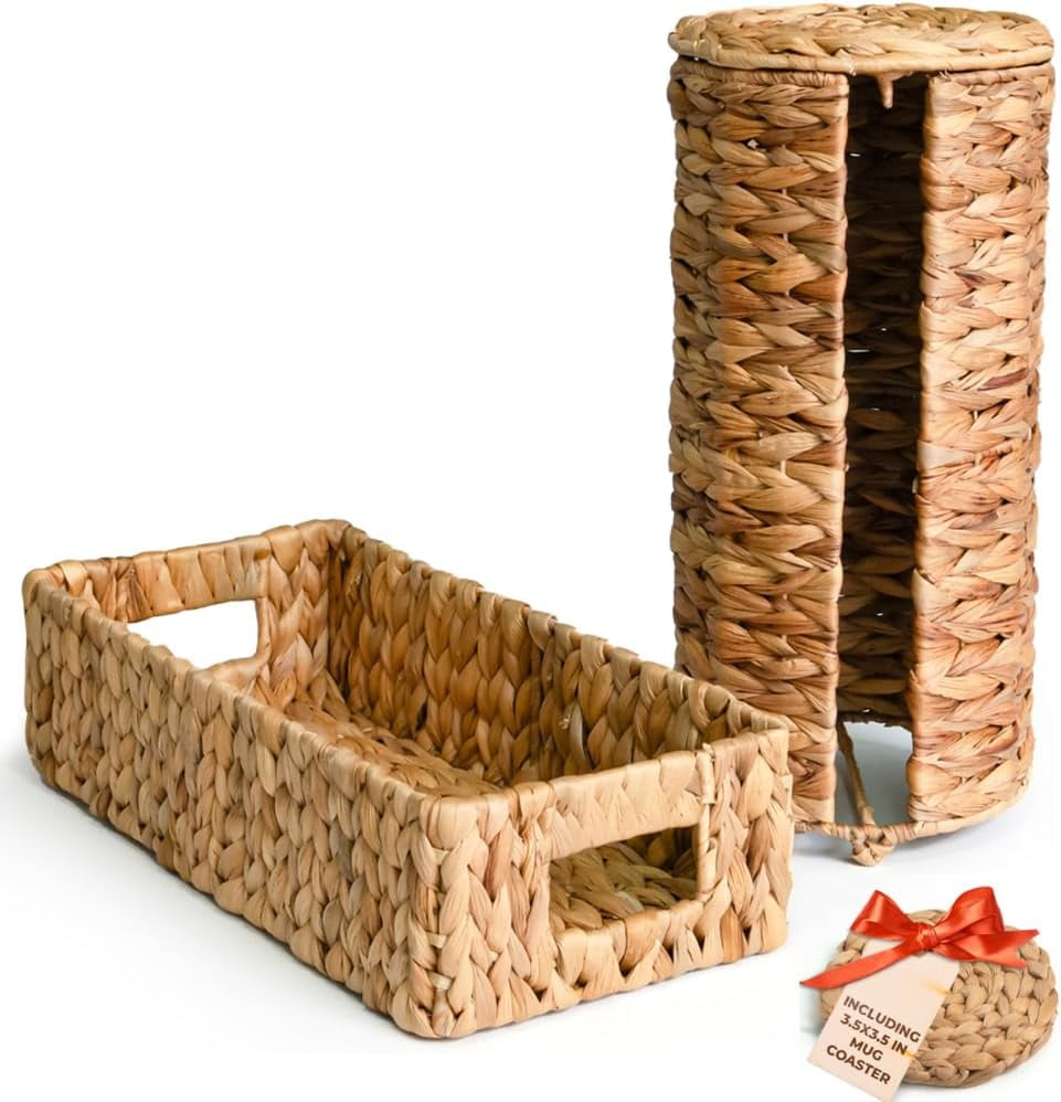 BESTKITTY DO 2 in 1 Water Hyacinth Tank Tor Storage Baskets Combo ...