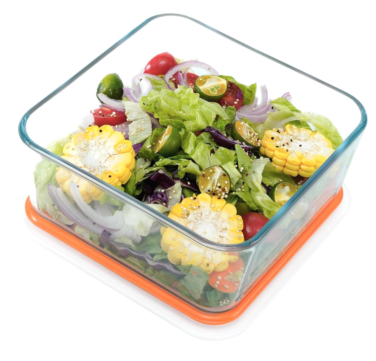 BESTKITTY 2.6QT Square Glass Container with Cover, 8x8 inches Deep ...