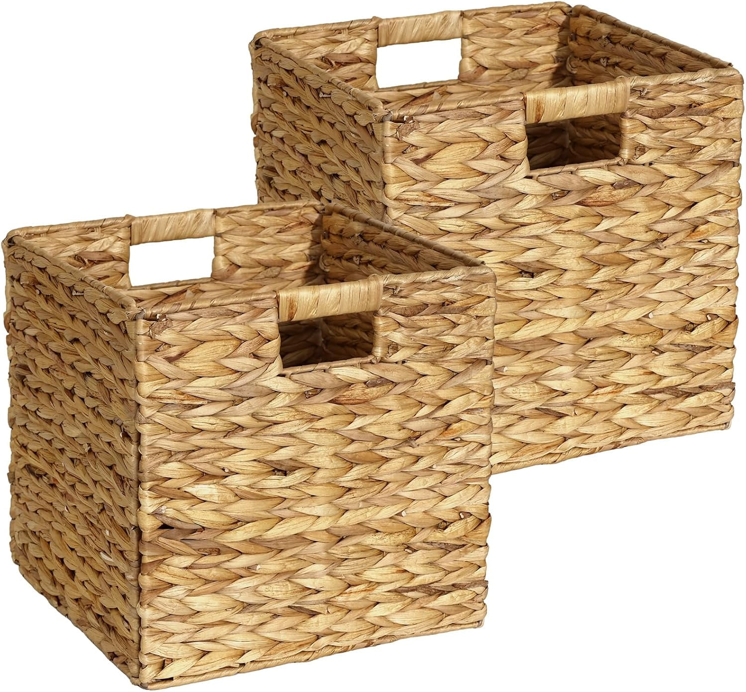 BESTKITTY 2 Pa 11.8 in Wer Storage Cubes, Water Hyacinth Baskets with ...