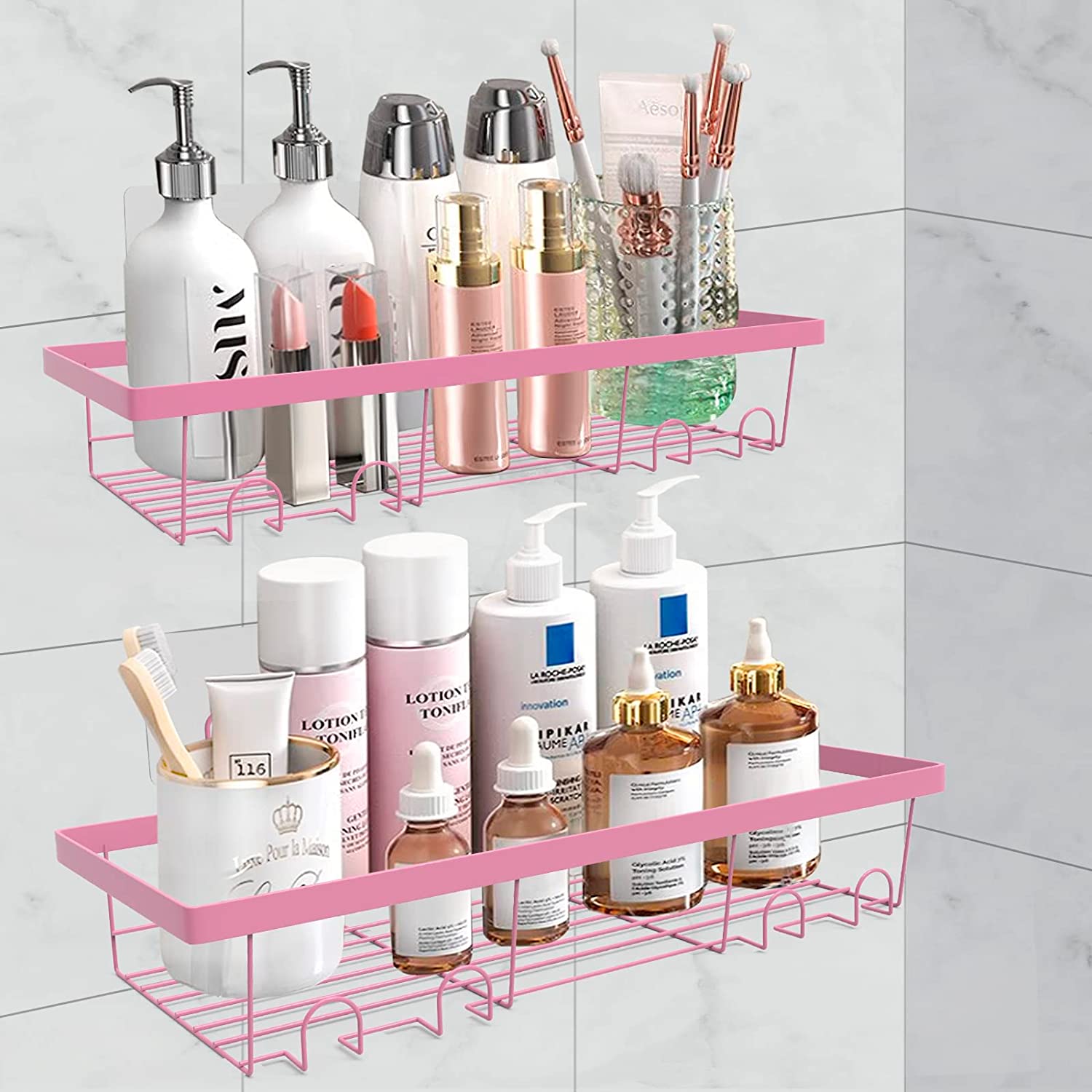 BESTKITTY 2 Pa Ave Sr Caddy Organizer with Hooks, Rustof No Drilling ...