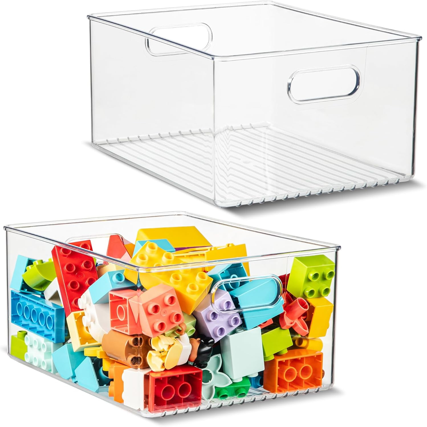 BESTKITTY 2 Pa Clear Plast Organizer Bins with Handles for Home ...