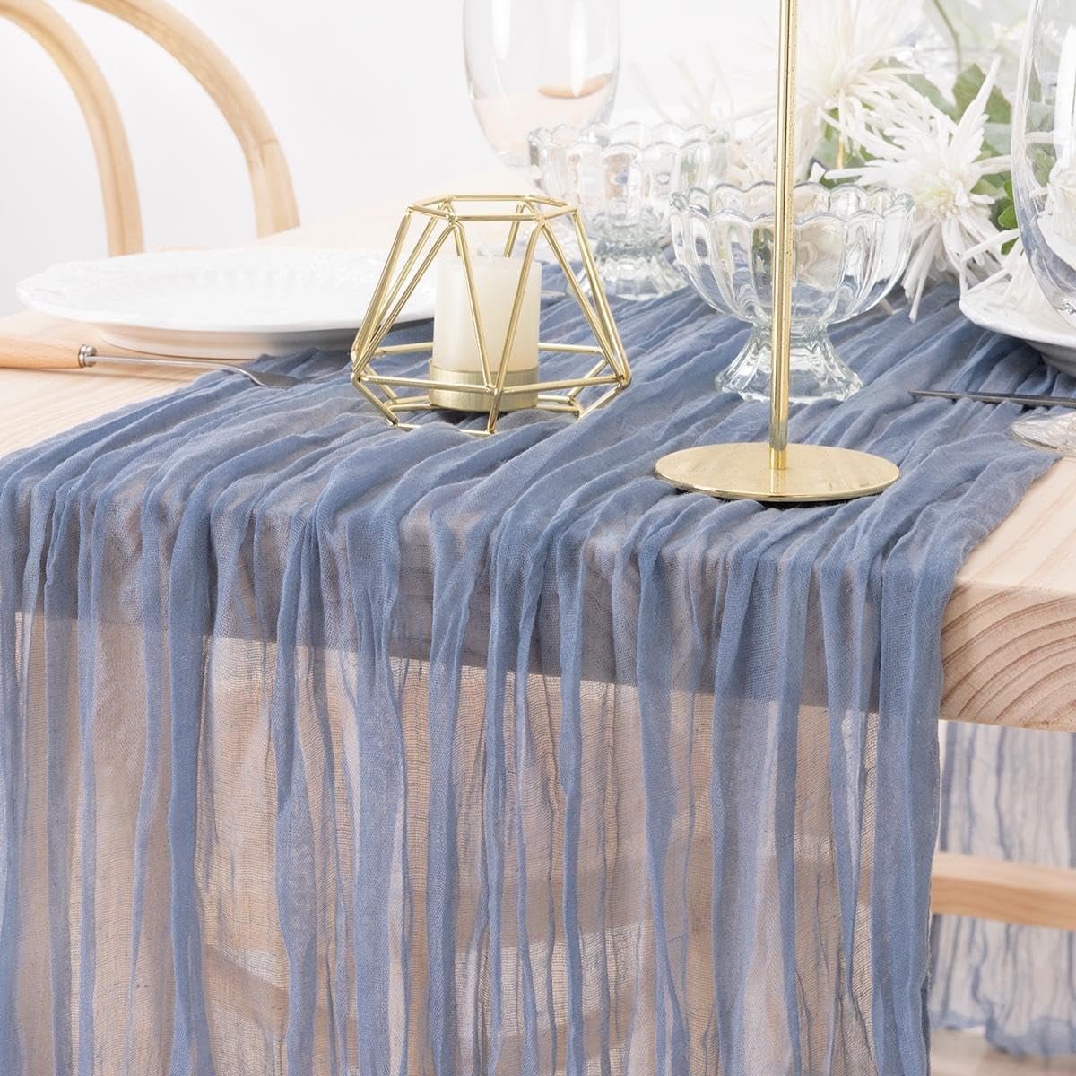 BESTKITTY 2 Pa Dusty Blue Table Runner eesecloth Gender Ral eese Cloth ...