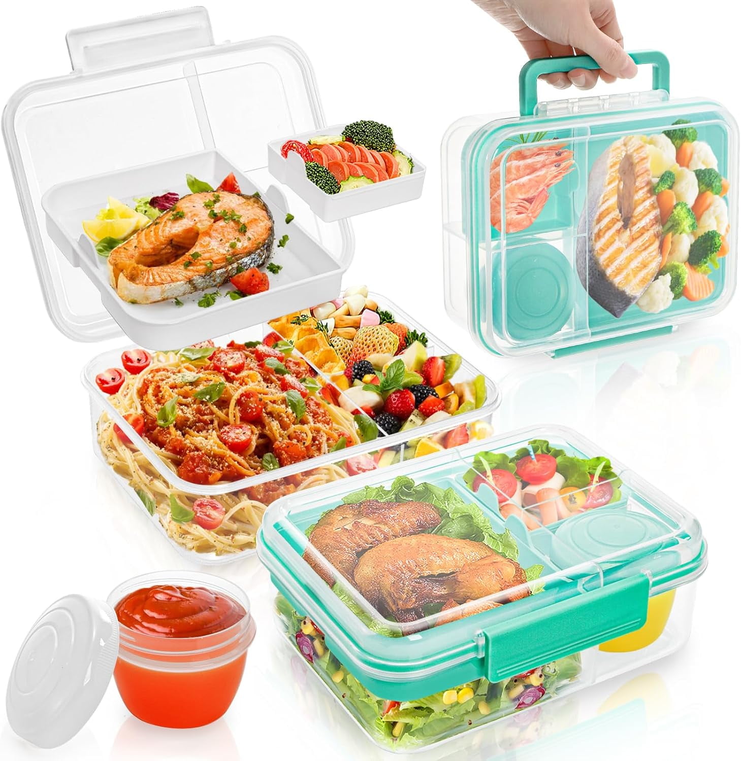 BESTKITTY 2 Pa with Handle, 56Oz Leak-of Lun Container for Kids, 3 ...