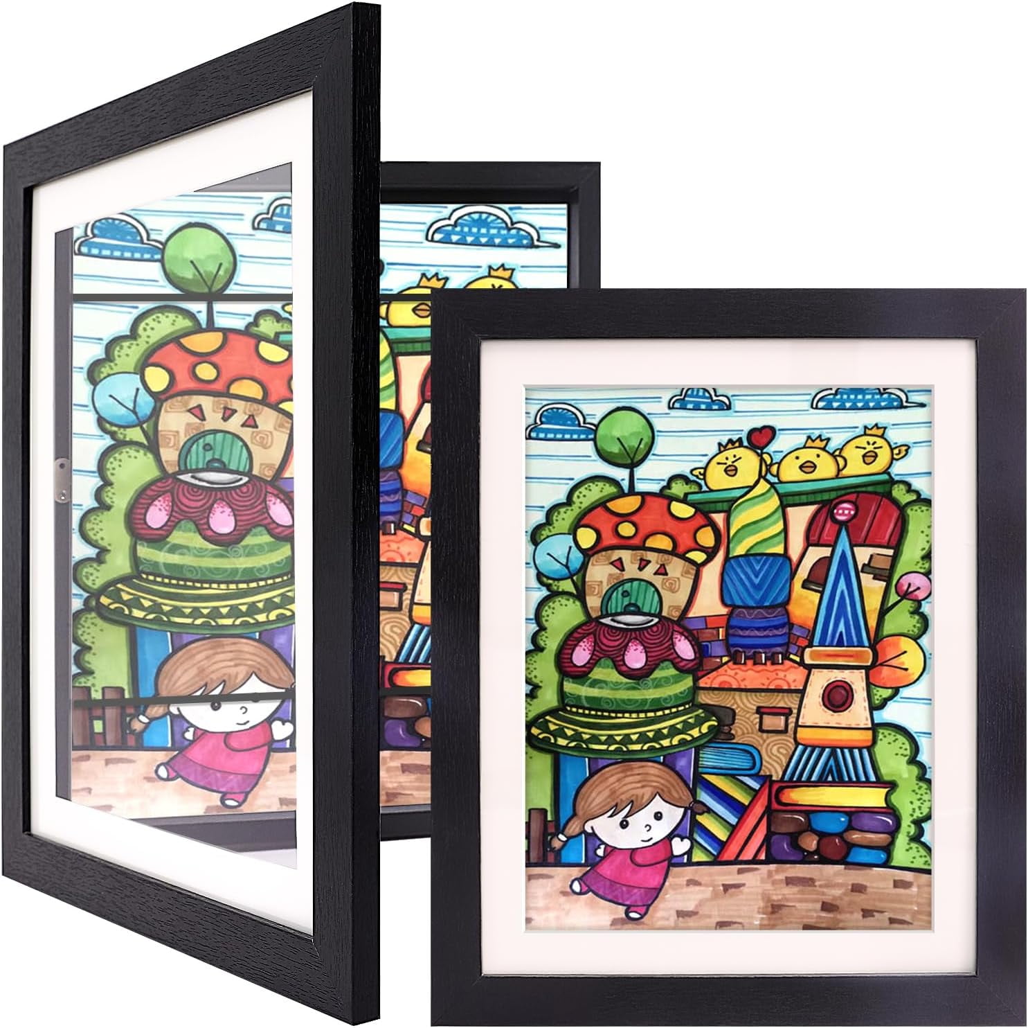 BESTKITTY 2-Pa Kids Art Fe - 8.5x11 In Fe with Mat & 10x12.5 Matl ...