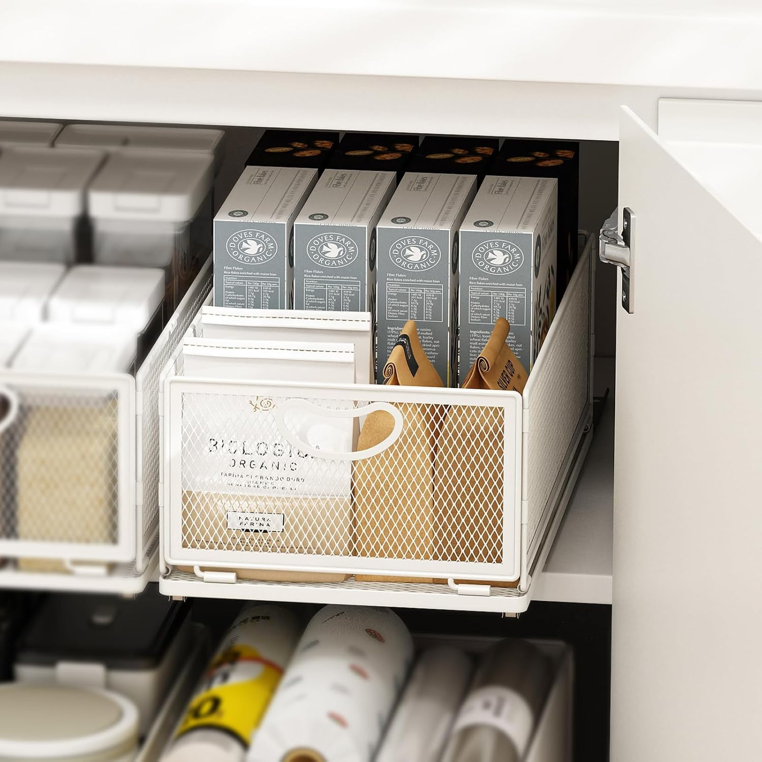 BESTKITTY 2 Pa Pull Out Cabinet Drawer,Metal Mesh Slide Out Shelves ...