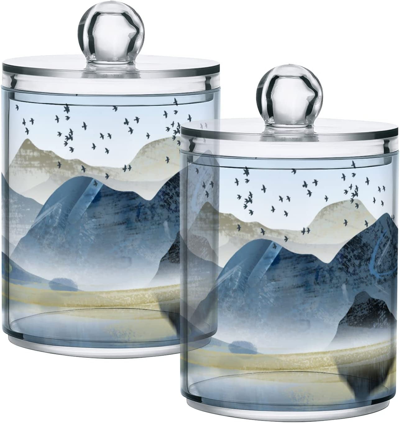 BESTKITTY 2 Pa Qtip Holder Organizer Dispenser Abstract Art ntains and ...