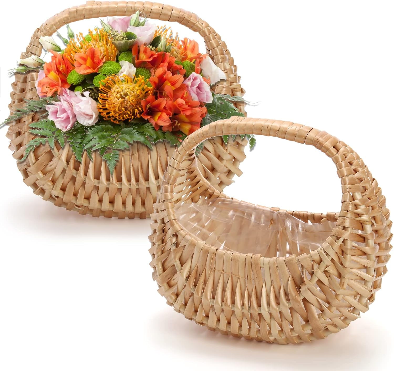 BESTKITTY 2 Pa Small Wer Basket with Handle, Woven Flower Girl Baskets ...