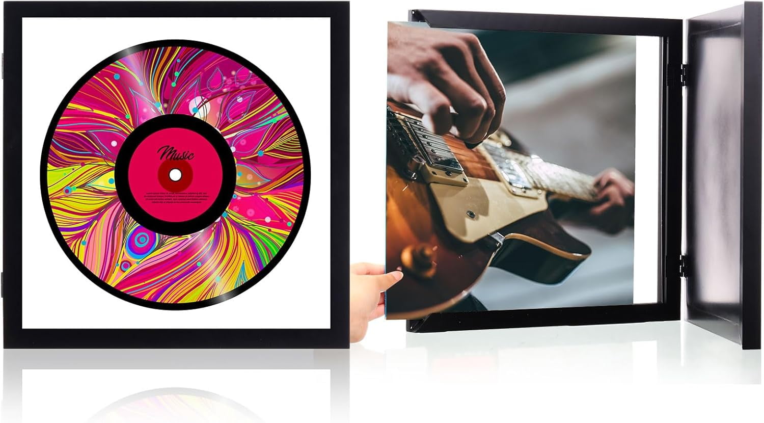 BESTKITTY 2 Pa Vinyl Record Fe Pture F 12 x 12 In Wood Bla Mus Record ...