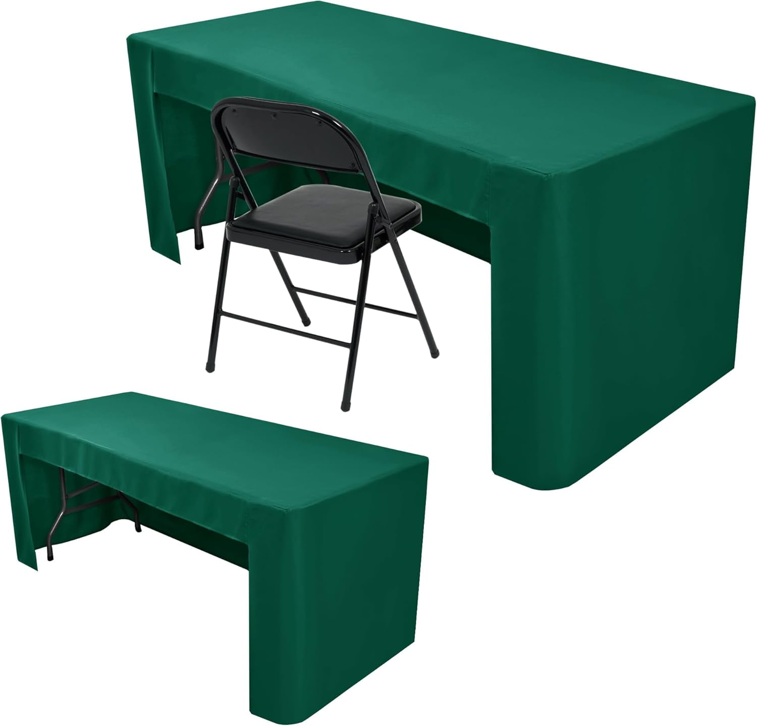 BESTKITTY 2 Pa tted Tablecloth for 4 Foot Tables-Green Open Ba Folding Table Cover Wable and ...