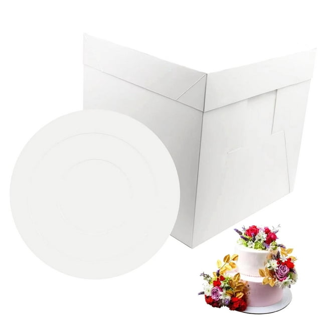 BESTKITTY 2 Pack 10x10x10 Inch Cake Boxes with Cake Boards, White ...