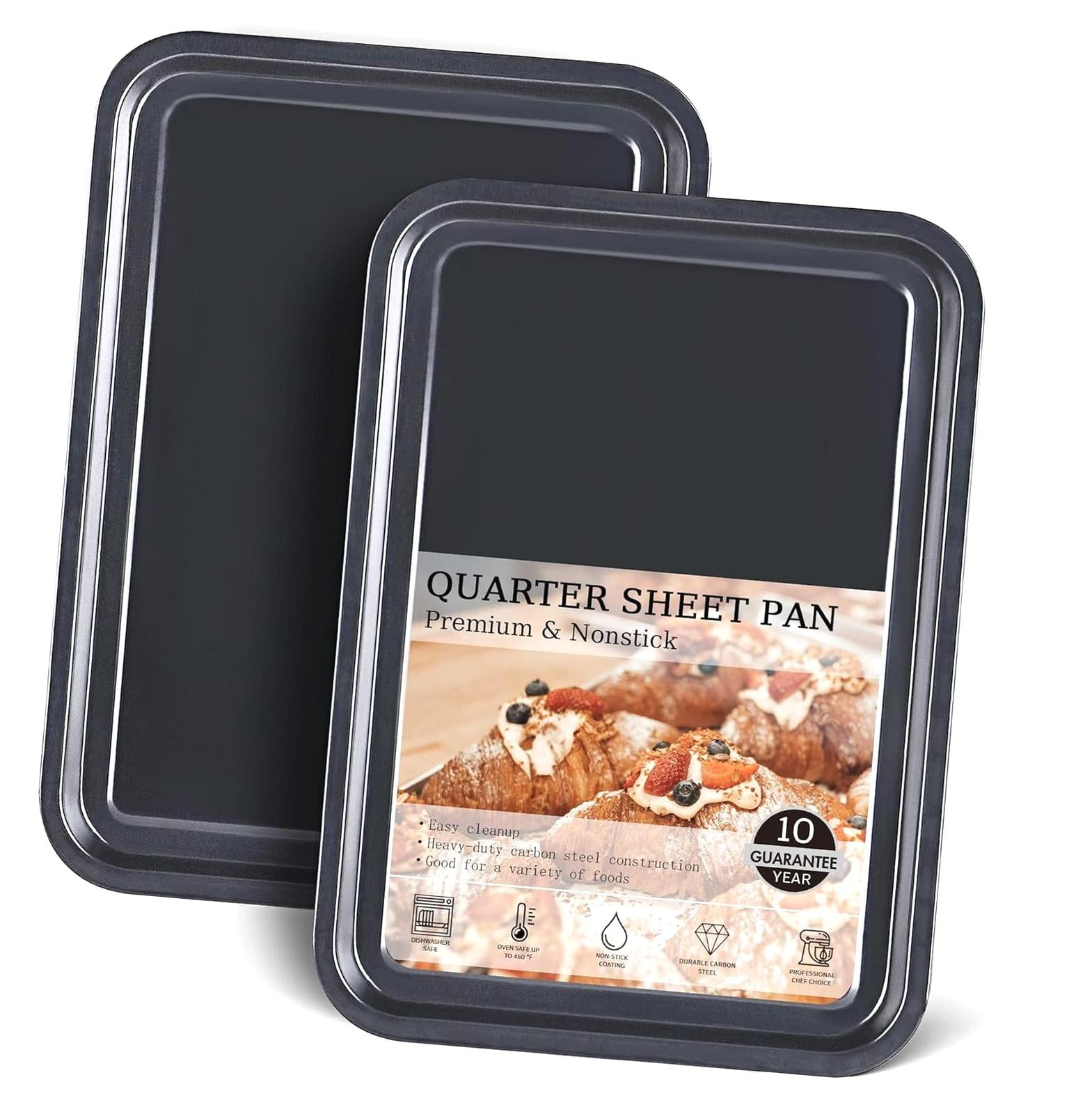 BESTKITTY 2-Pack Quarter Sheet Baking Pans - Nonstick 13.8 x 9.8 Small ...