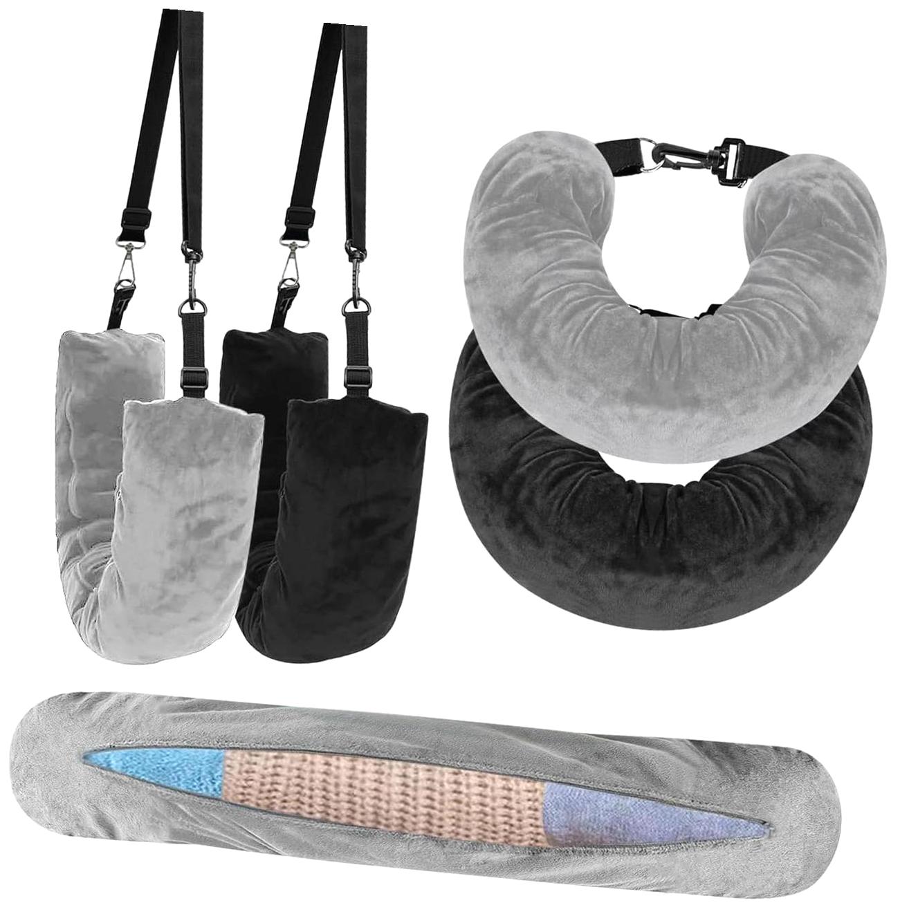 BESTKITTY 2-Pack Stuffable Travel Neck Pillow, Velvet Cushion for ...