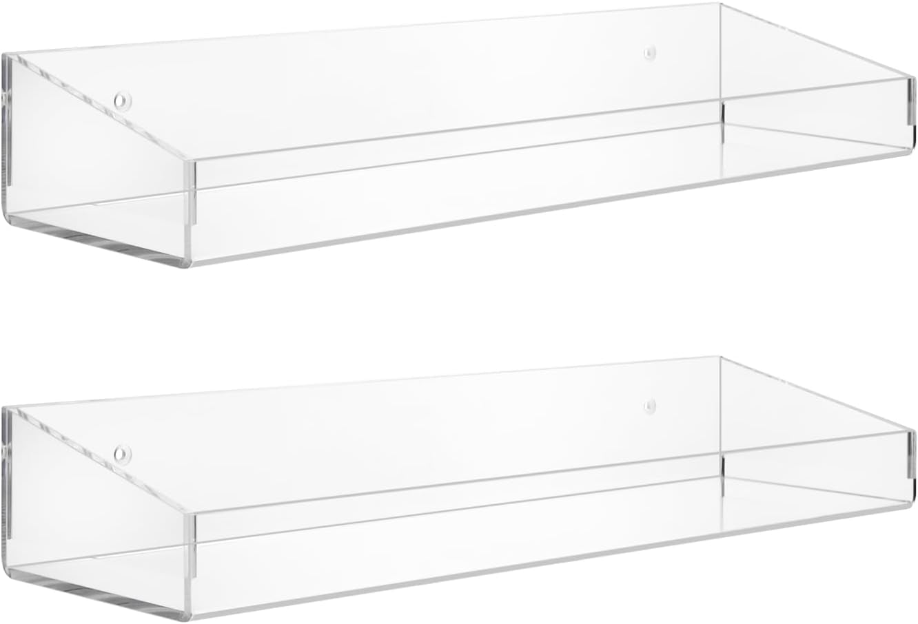 BESTKITTY 2-pa Acryl Floating Shelf,Kids Bookshelf,15 In Wall nted ...