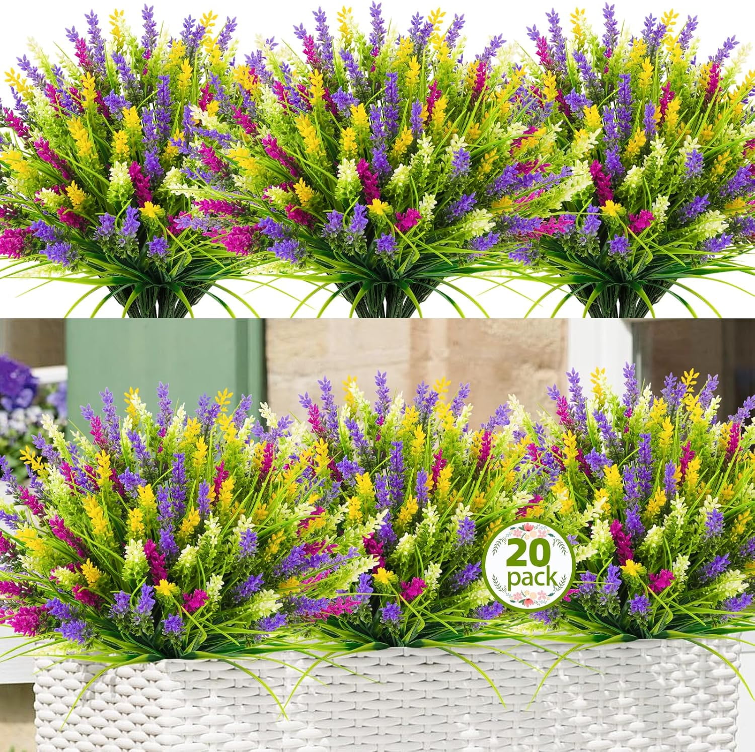 BESTKITTY 20 Bundles Artiial Plants Outdoor Fake Monkey Grass with ...