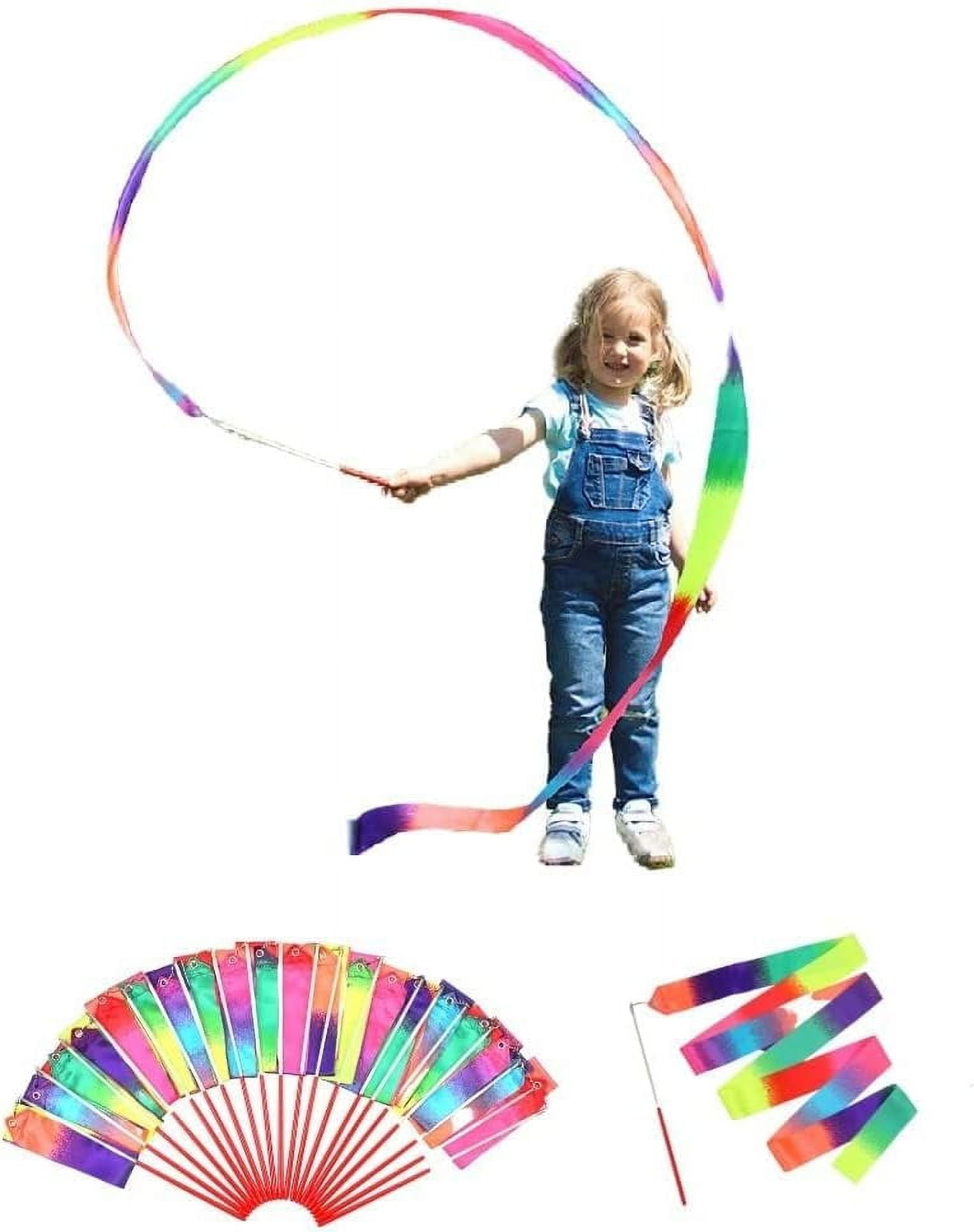 BESTKITTY 20 Pa Ribbon Dancing Wands Party Favors for Kids, Rainbow ...