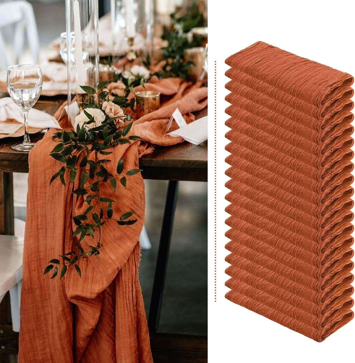 BESTKITTY 20 Pa Terracotta eesecloth Table Runner 10FT Long Rust or ...