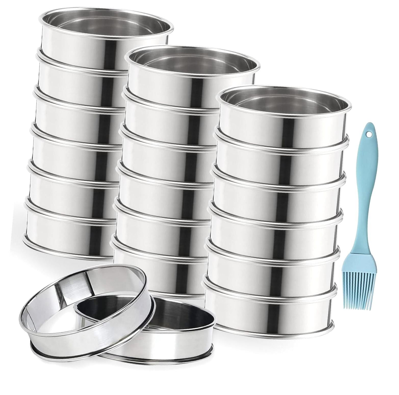 BESTKITTY 20-Piece Crumpet Set, 3-Inch Round Stainless Steel English ...