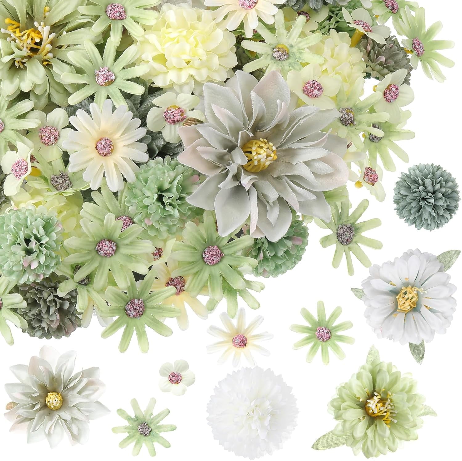 BESTKITTY 200 Pcs Fake Flower Heads for Crafts Mini Silk Flower Heads ...