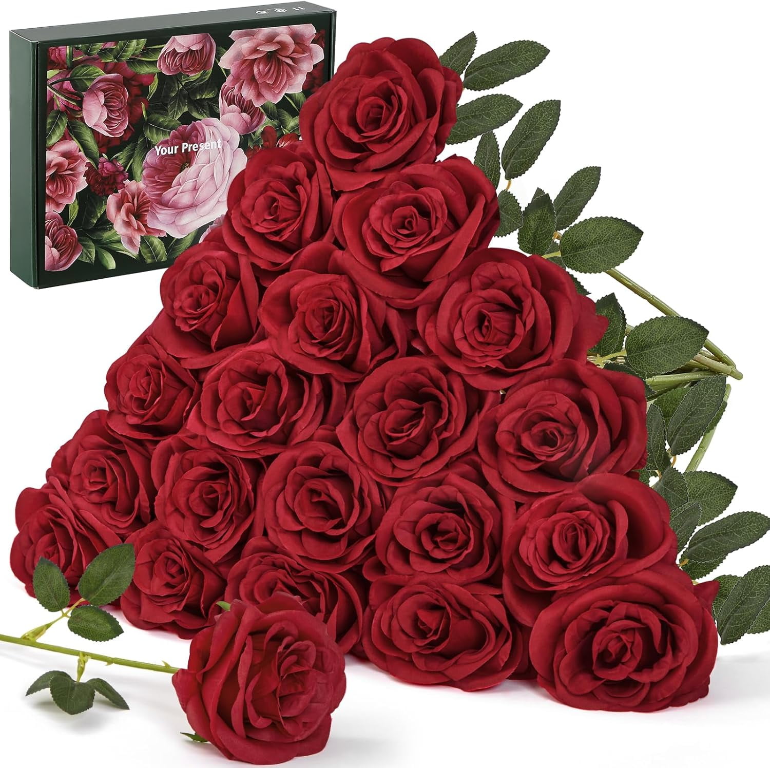 BESTKITTY 20PCS Artiial D Red Roses, 3.9'' Silk Flower Head Fake Red ...