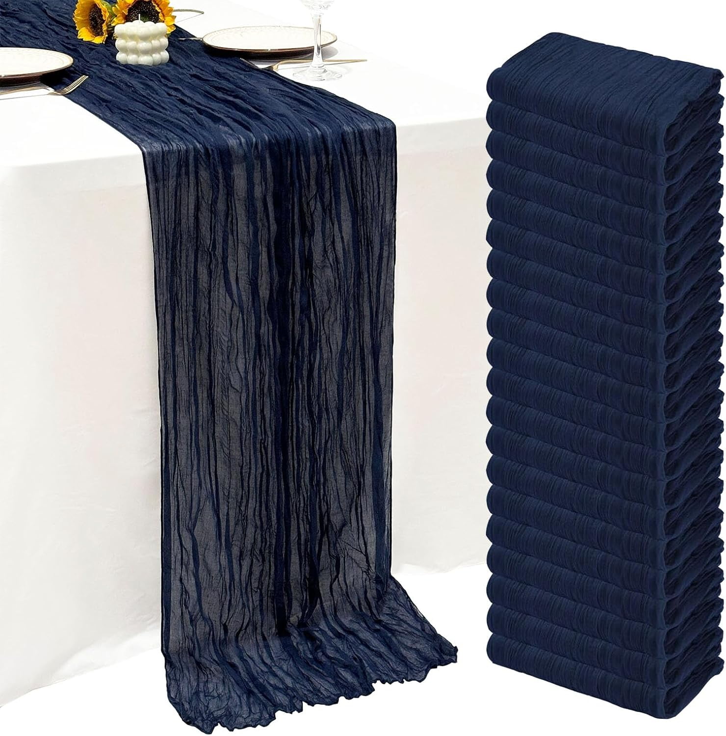 BESTKITTY 20Pa Navy Blue eesecloth Table Runner 10Ft Gauze Table Runner ...