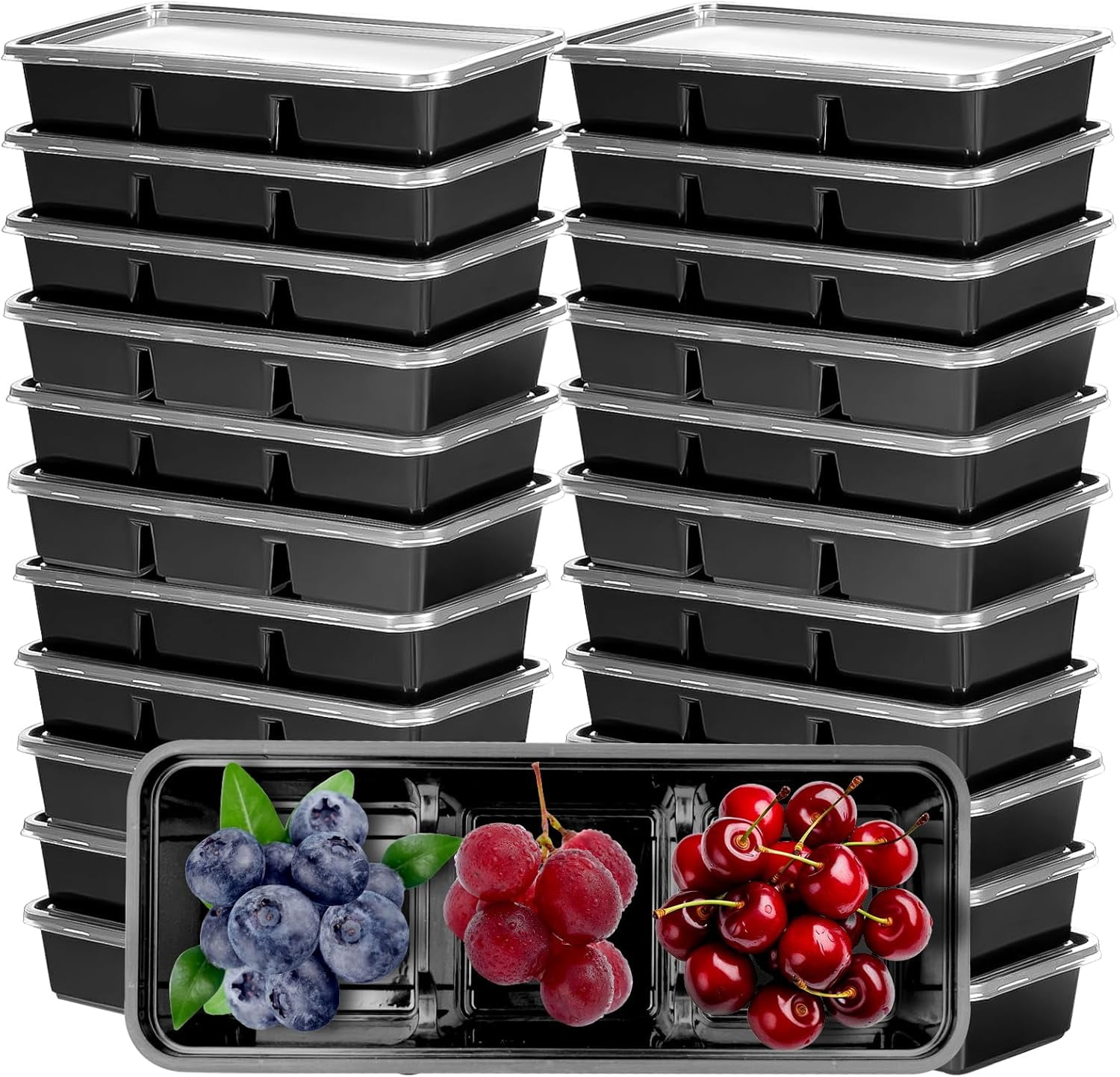 BESTKITTY 22 Pa 17 oz Small Meal Prep Containers with 3 Compartments ...