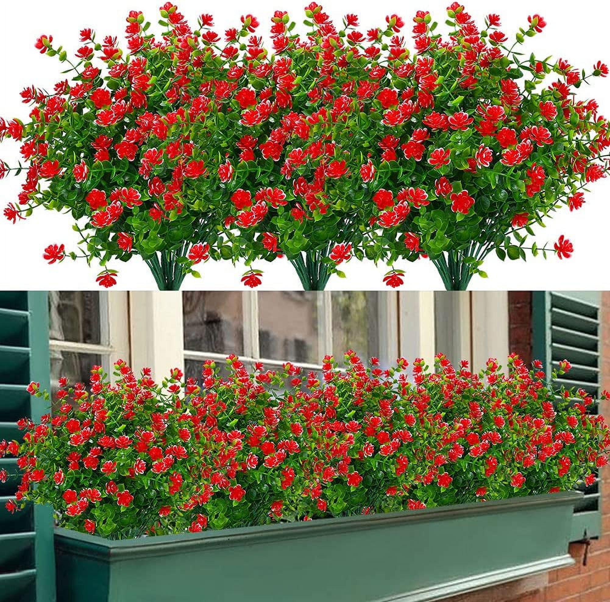 BESTKITTY 24 Bundles Outdoor Artiial Fake Flowers No Fade UV Rnt Faux ...