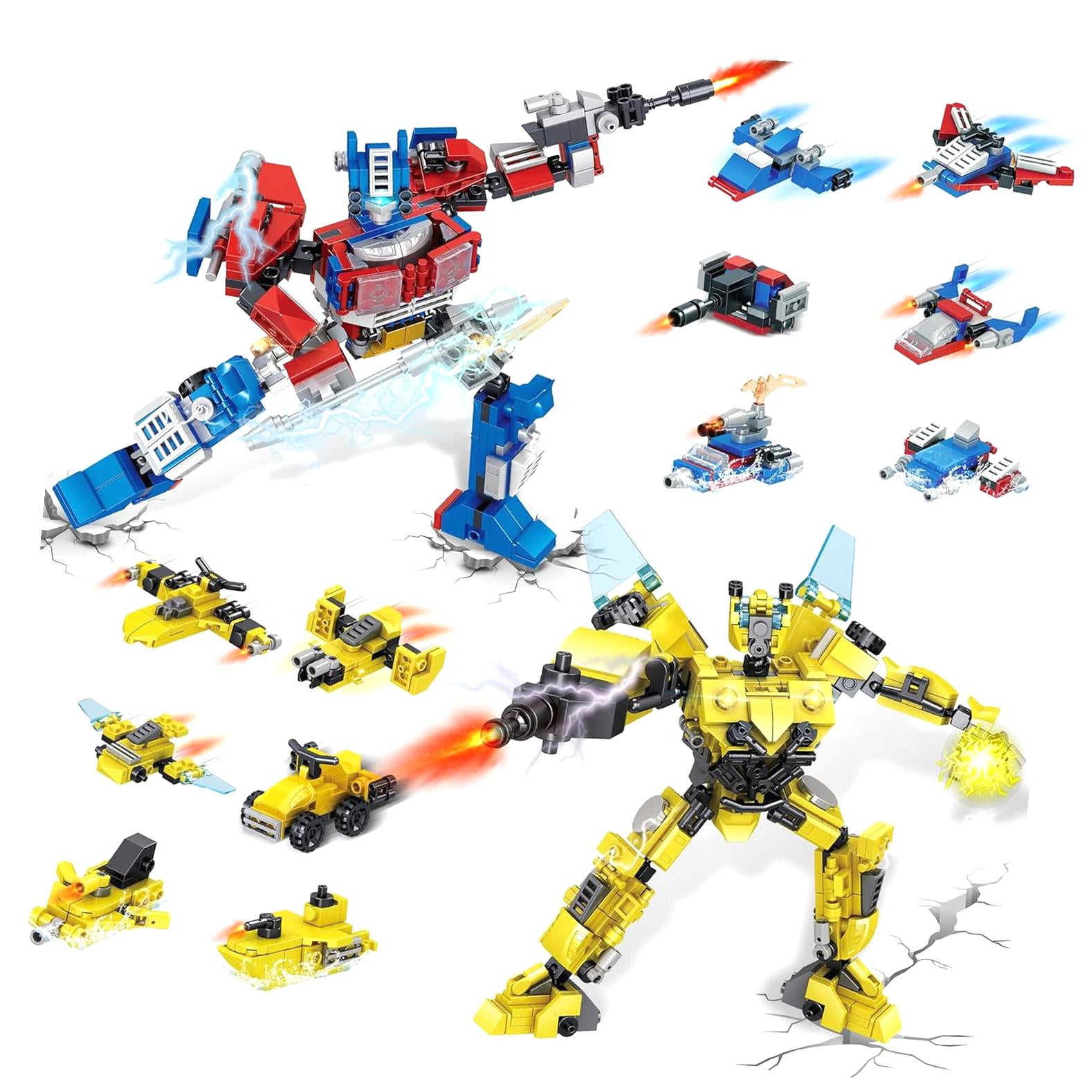 BESTKITTY 24 Packs Transform Robot Building Blocks, 12-in-1 Creative ...