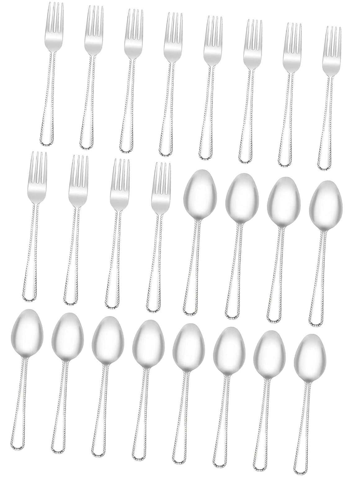 BESTKITTY 24-Piece Silverware Set, Stainless Steel Dinner Forks and ...