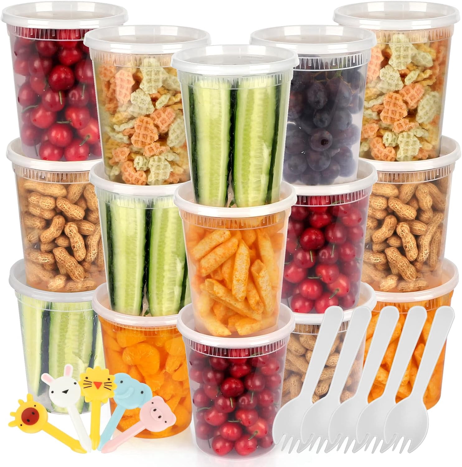 BESTKITTY [25 Pa,32oz] Combo Food Storage Containers with Lids ...