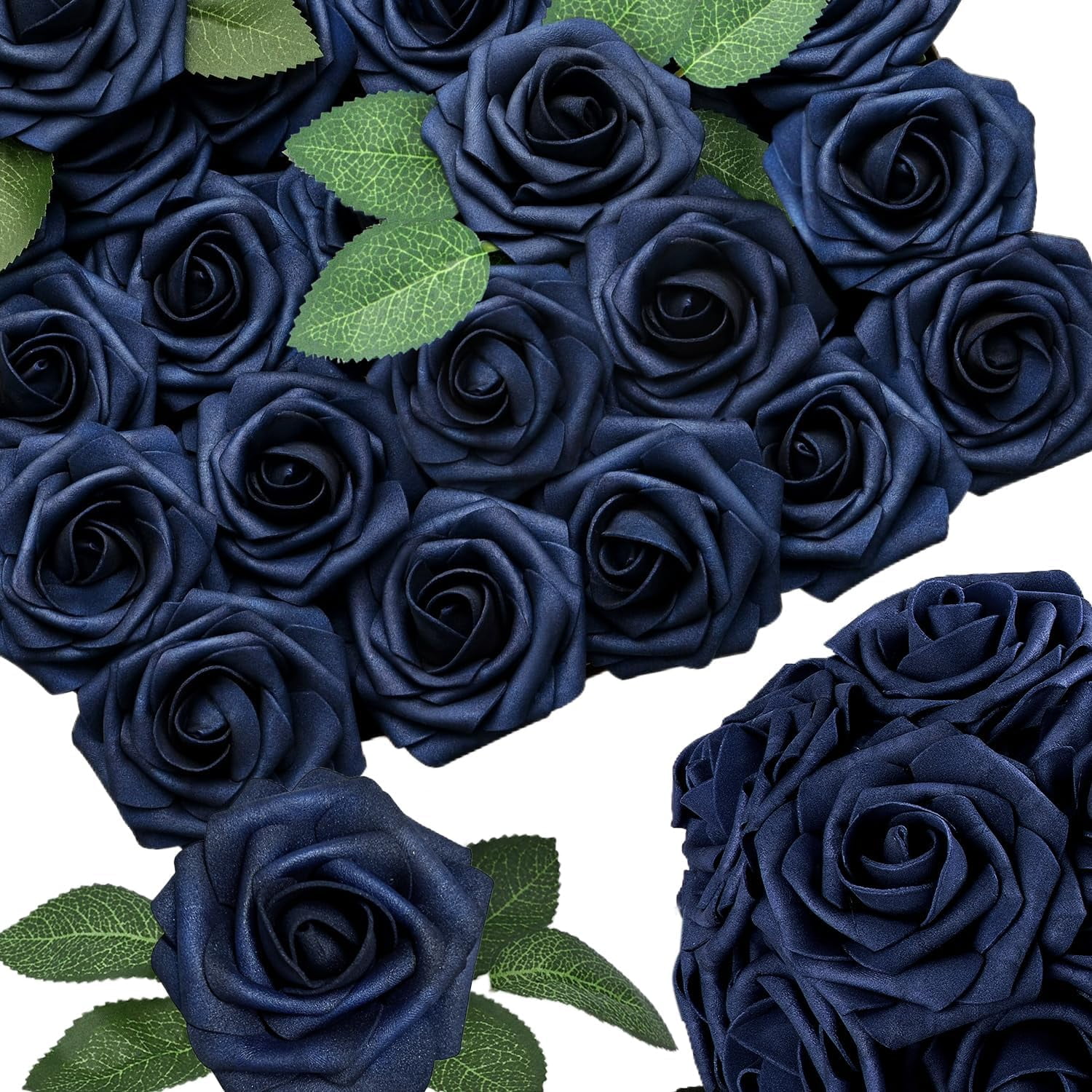 BESTKITTY 25pcs Navy Blue Arti Decorations, Real Tou Foam Fake Rose ...