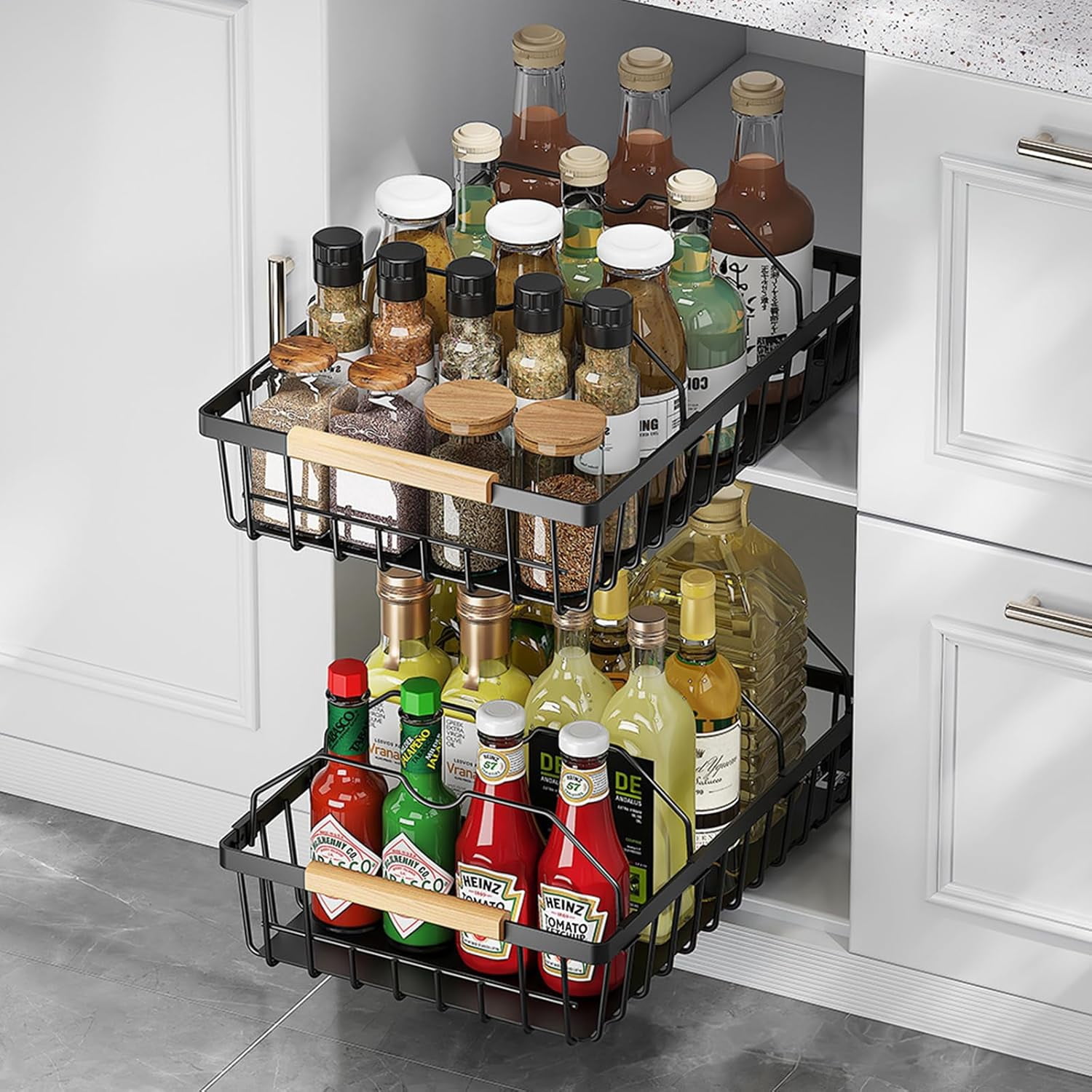 BESTKITTY 2Pa Pull-out Cabinet Organizer,Sliding Storage Drawer,Slide ...