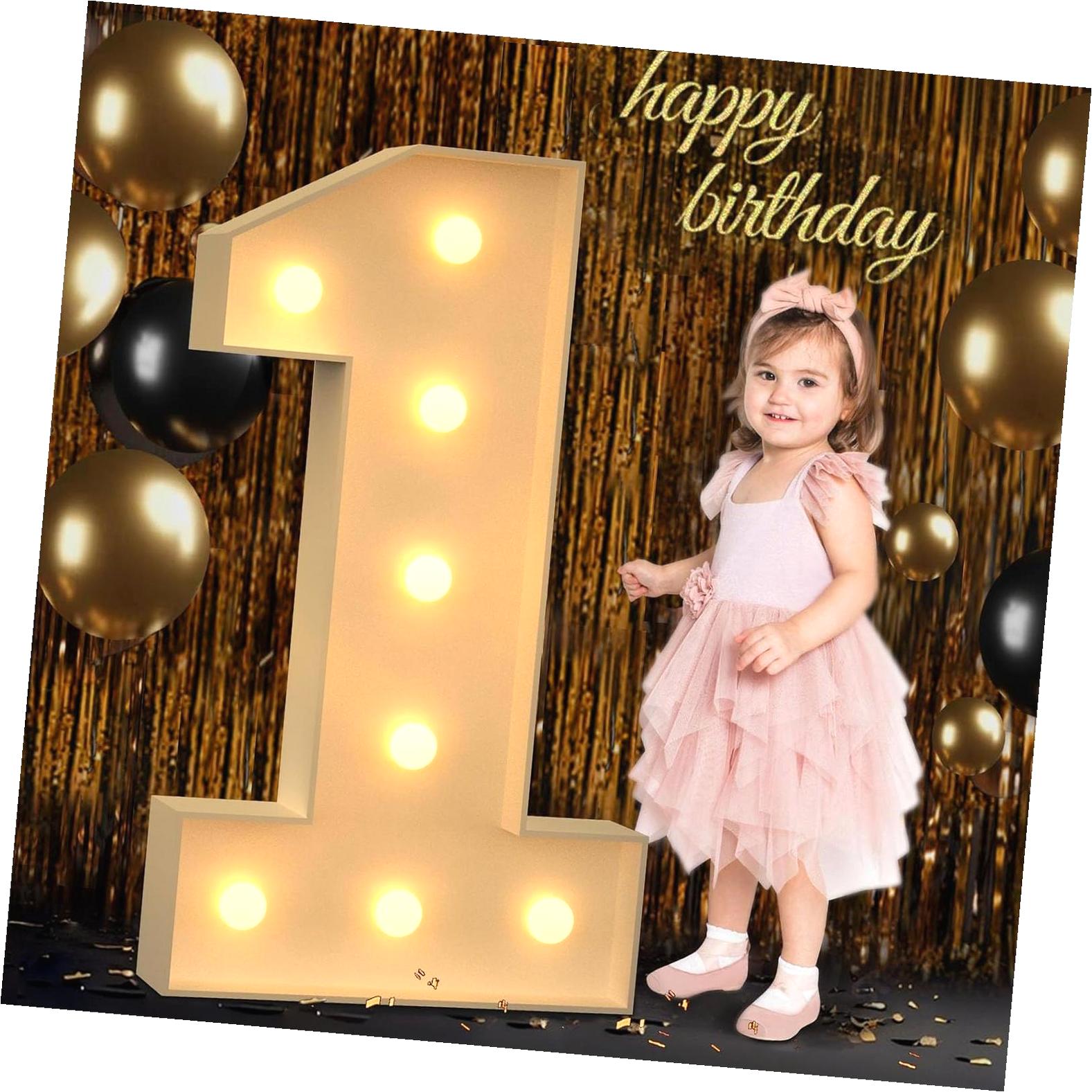BESTKITTY 3 Feet Tall Marquee Numerals, Illuminated Numbers 1 for 1st ...