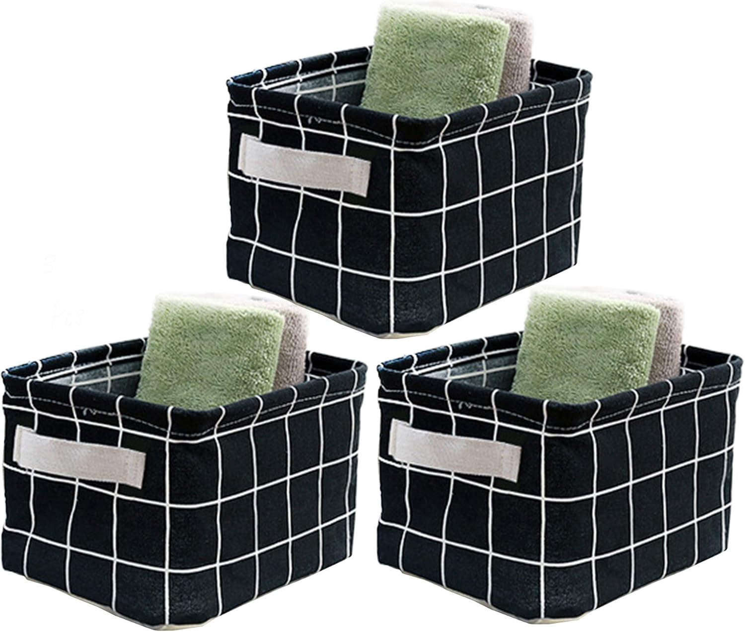 BESTKITTY 3 Pas Storage Basket Bins Canvas Mini Storage Cubes Storage ...