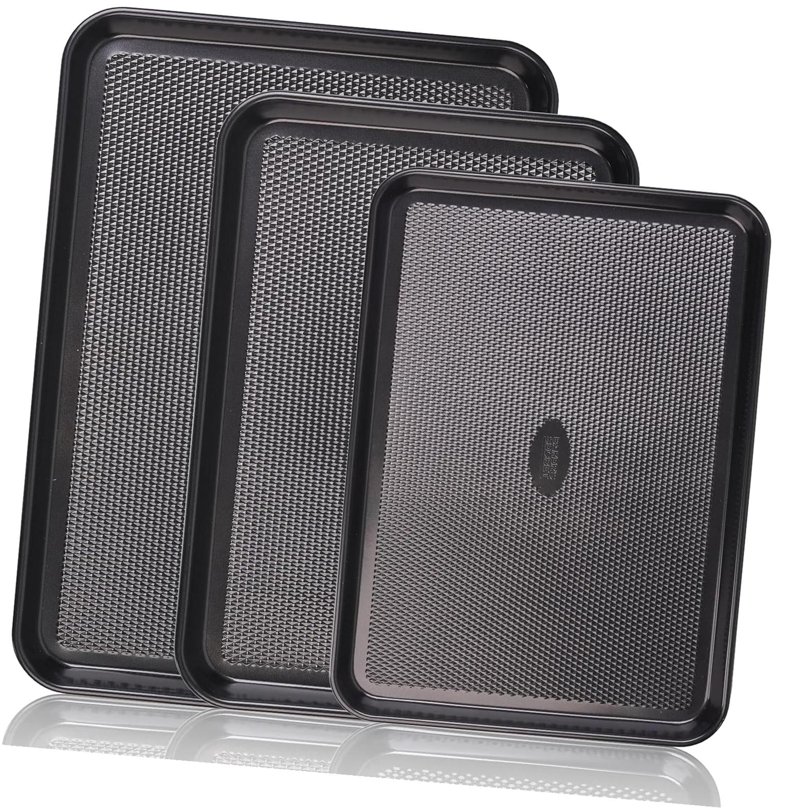 BESTKITTY 3-Piece Baking Sheet Set, Diamond Texture for Enhanced Air ...