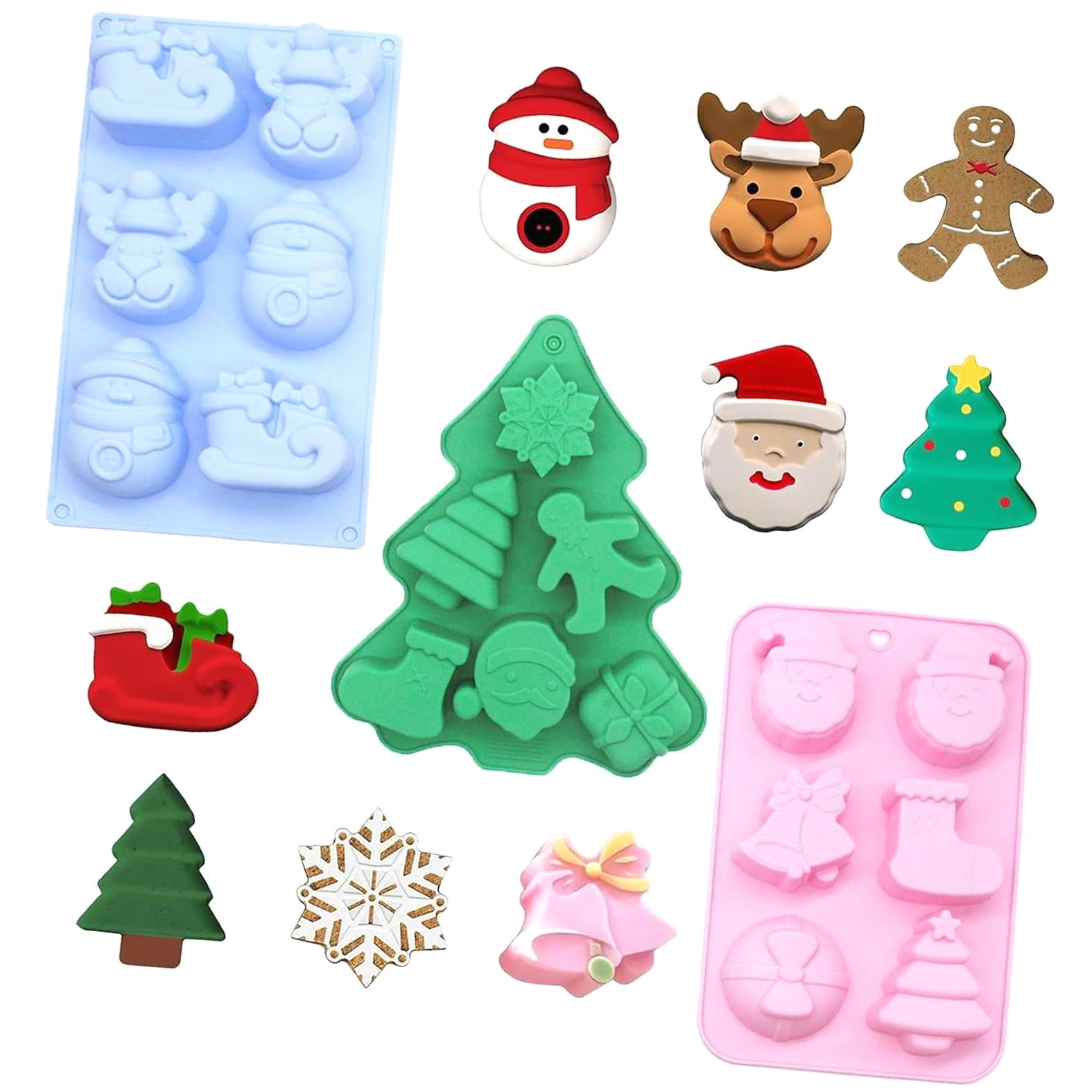 BESTKITTY 3-Piece Christmas Silicone Mold Set, Non-Stick Baking Molds ...