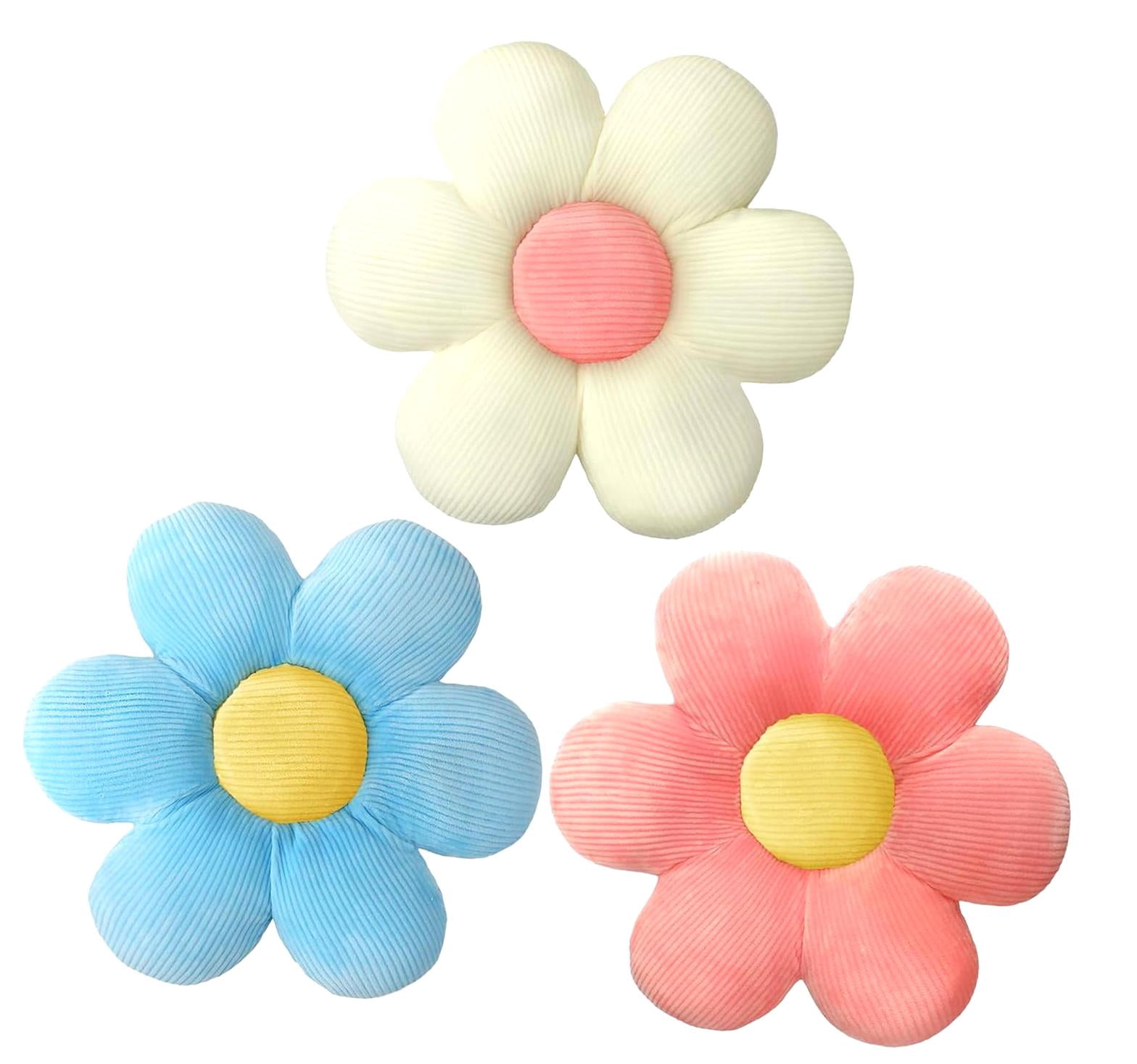 BESTKITTY 3 Piece Floral Pillows Daisy Shaped Decorative Cushions ...