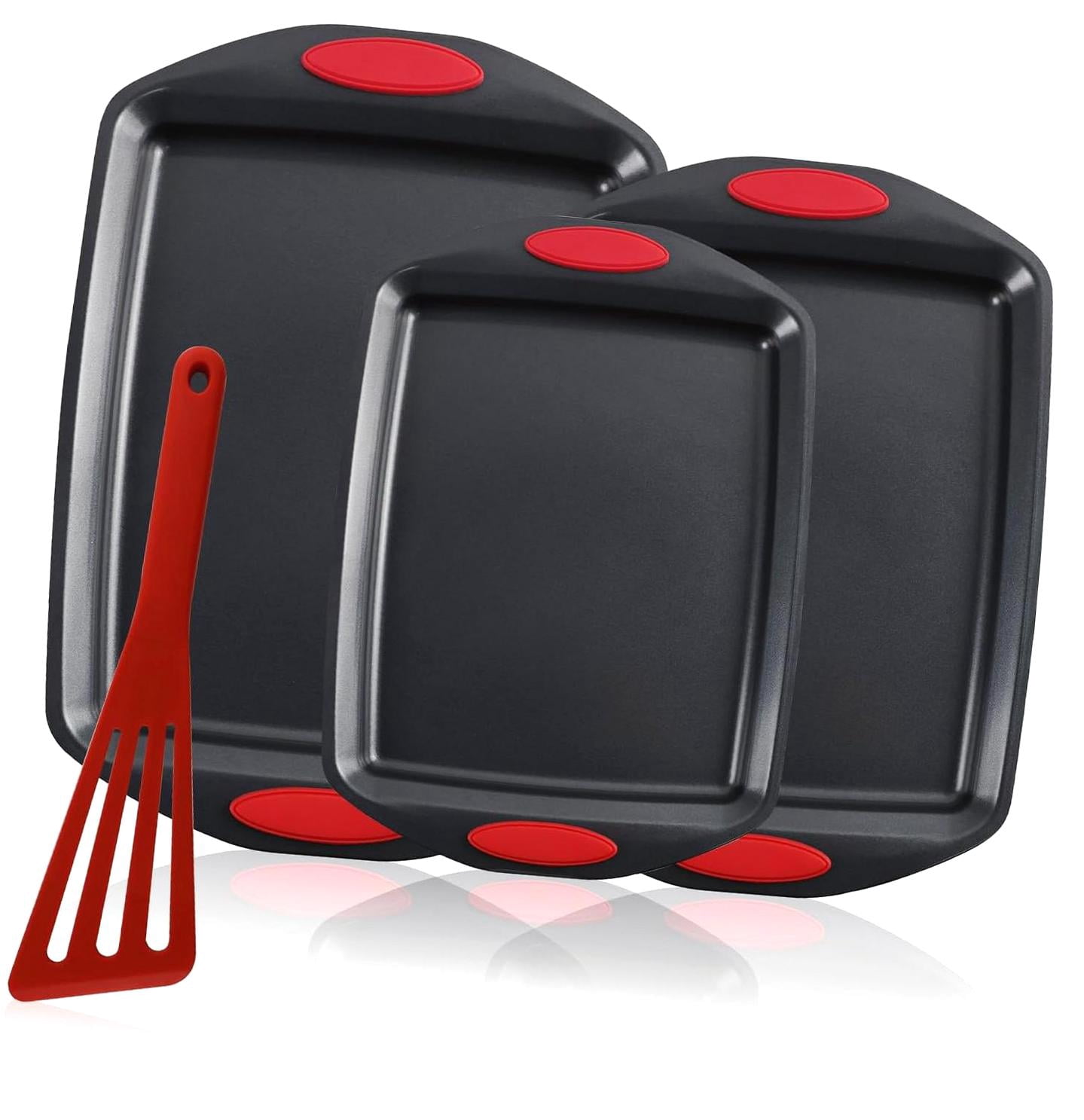 BESTKITTY 3-Piece Nonstick Baking Sheet Set, Oven Cookie Sheets, Heavy ...