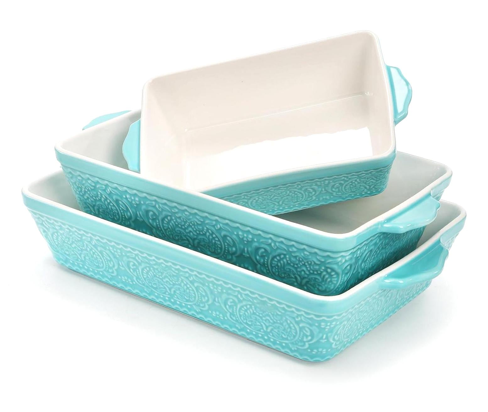 BESTKITTY 3-Piece Porcelain Baking Set, Oven-Safe Casserole Dishes ...