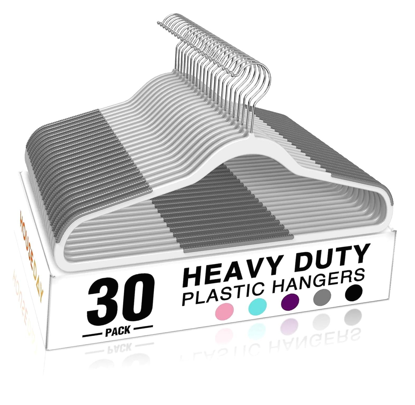 BESTKITTY 30-Pack Heavy-Duty Plastic Hangers, Non- with Rubber Pads ...